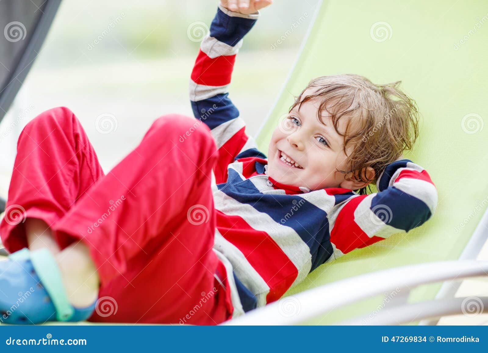 Portrait of Happy Little Boy in Red Clothes Stock Photo - Image of ...