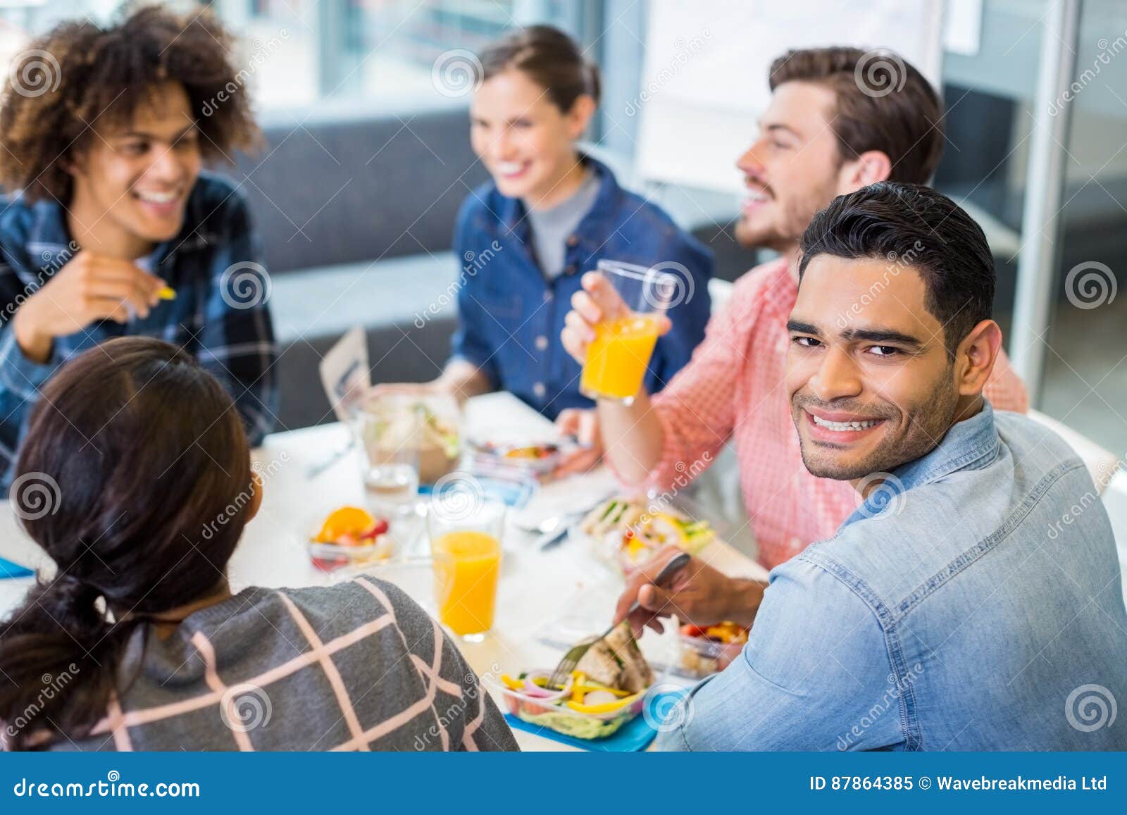 Portrait of Happy Male Executive Having Breakfast Stock Image - Image ...