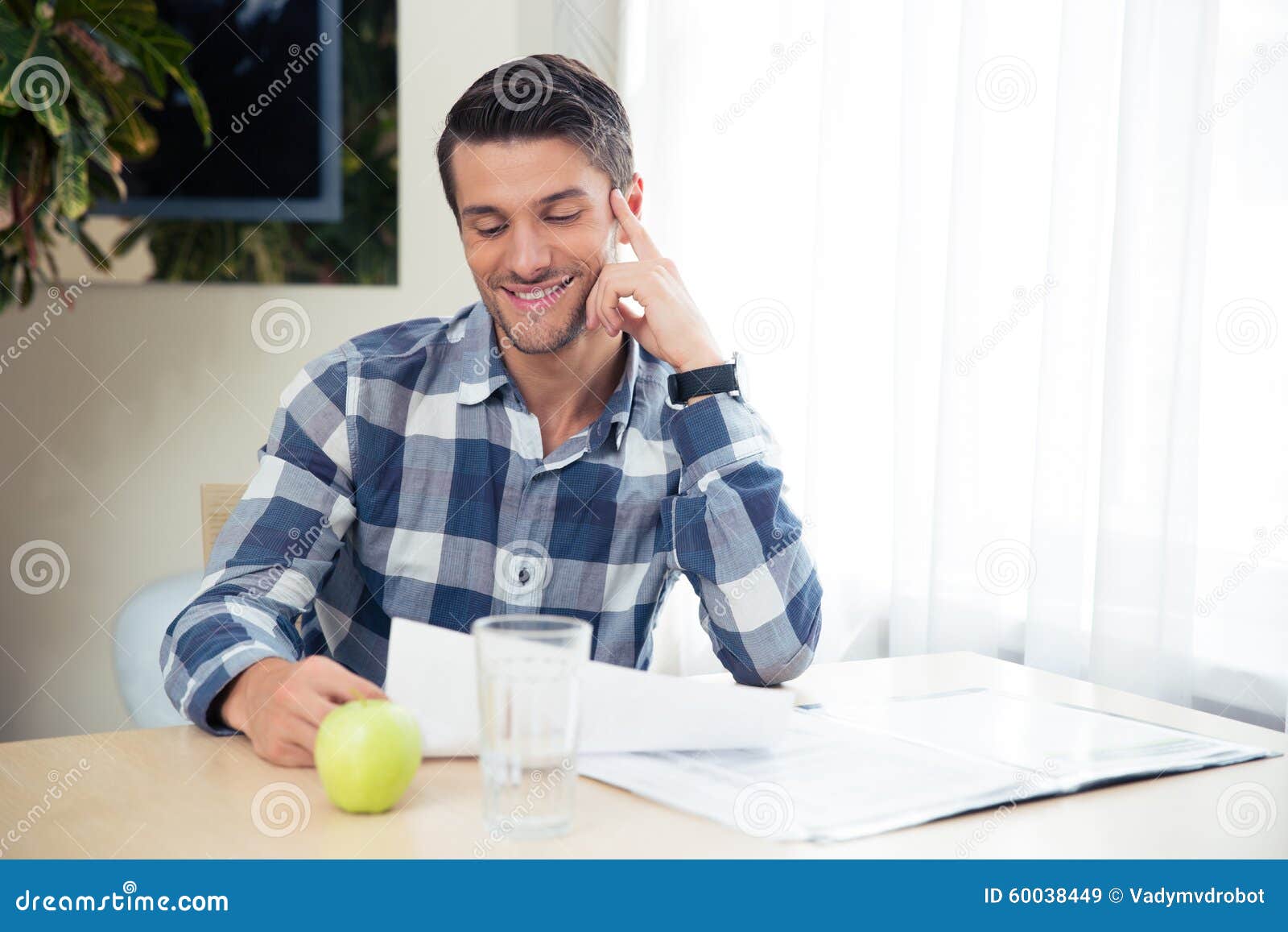 Portrait of a Happy Man Checking Bills Stock Image - Image of happy ...