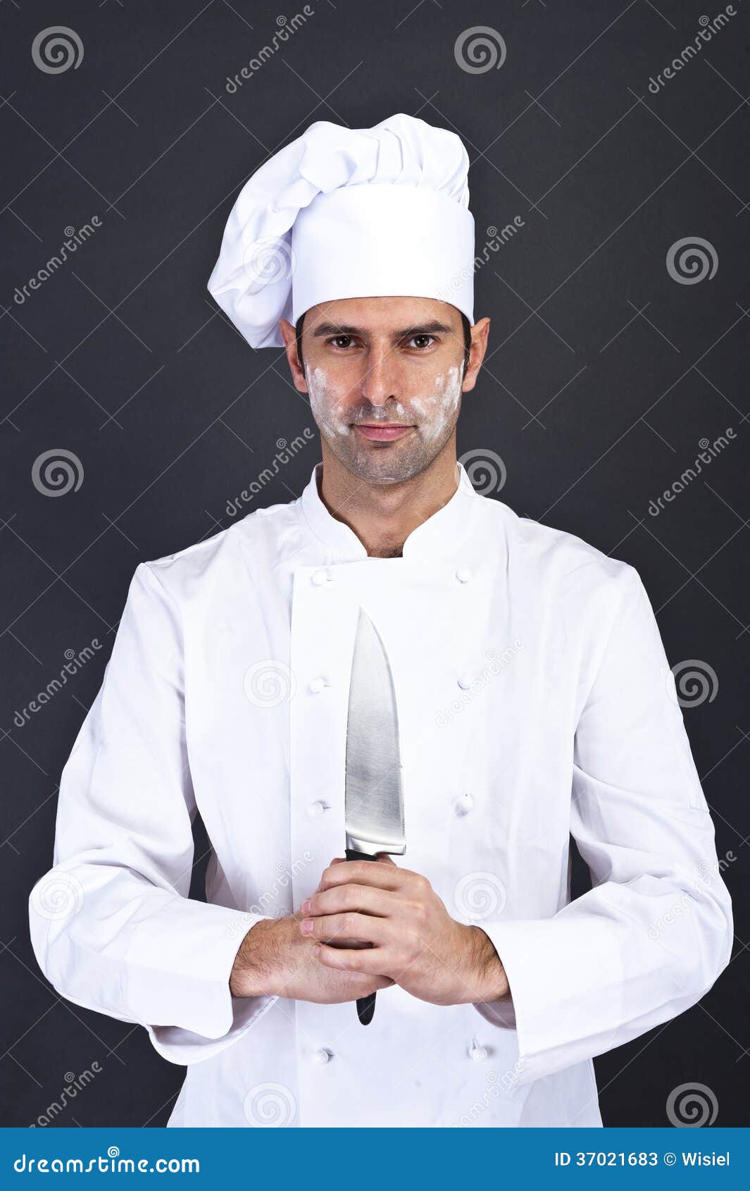 Portrait of Happy Man in Cook Uniform Looking at Camera Stock Image ...