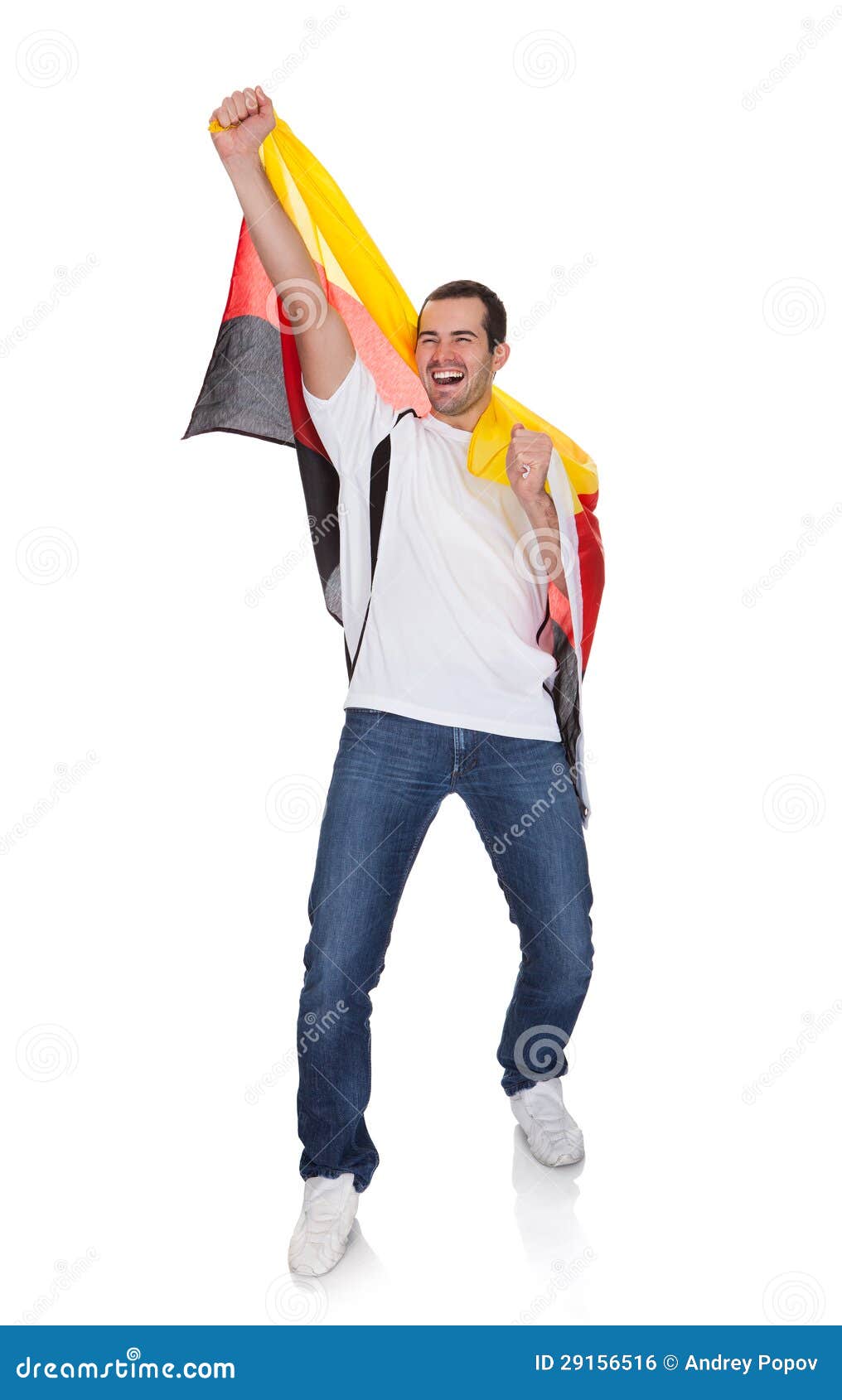 Portrait of a Happy Man Holding an German Flag Stock Photo - Image of ...