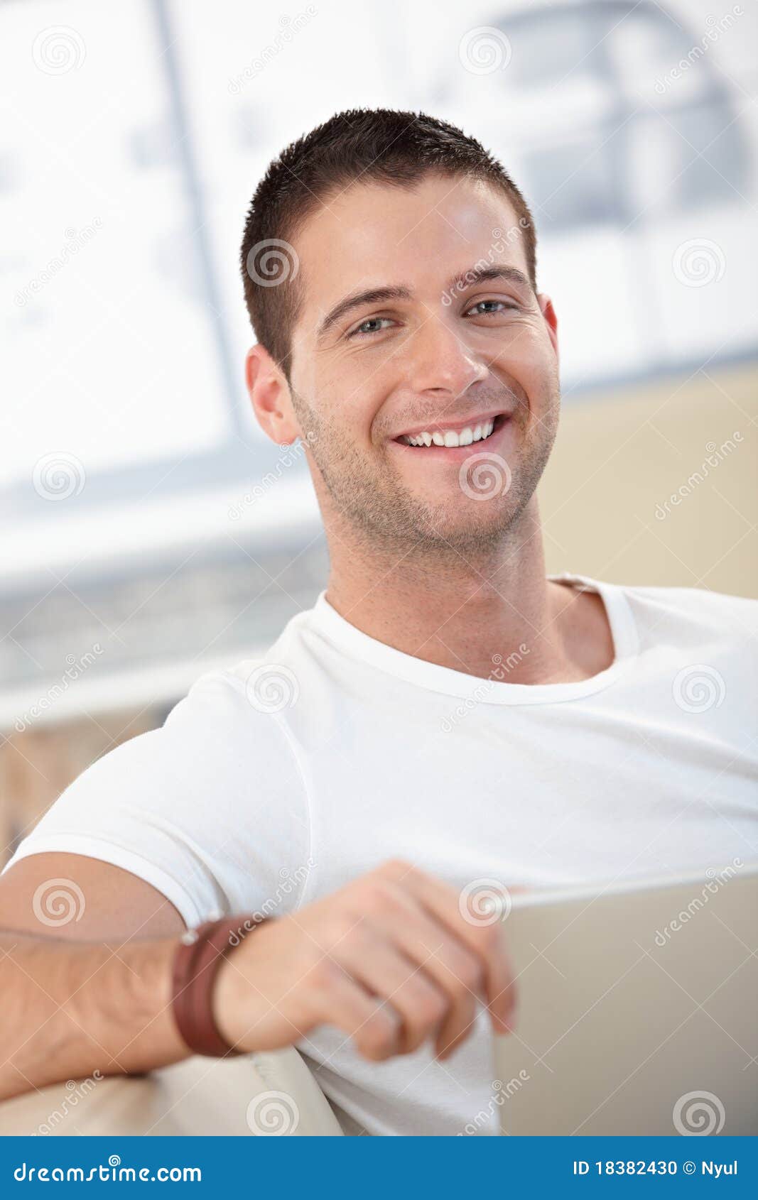 Portrait of Happy Man at Home Stock Photo - Image of european, laugh ...