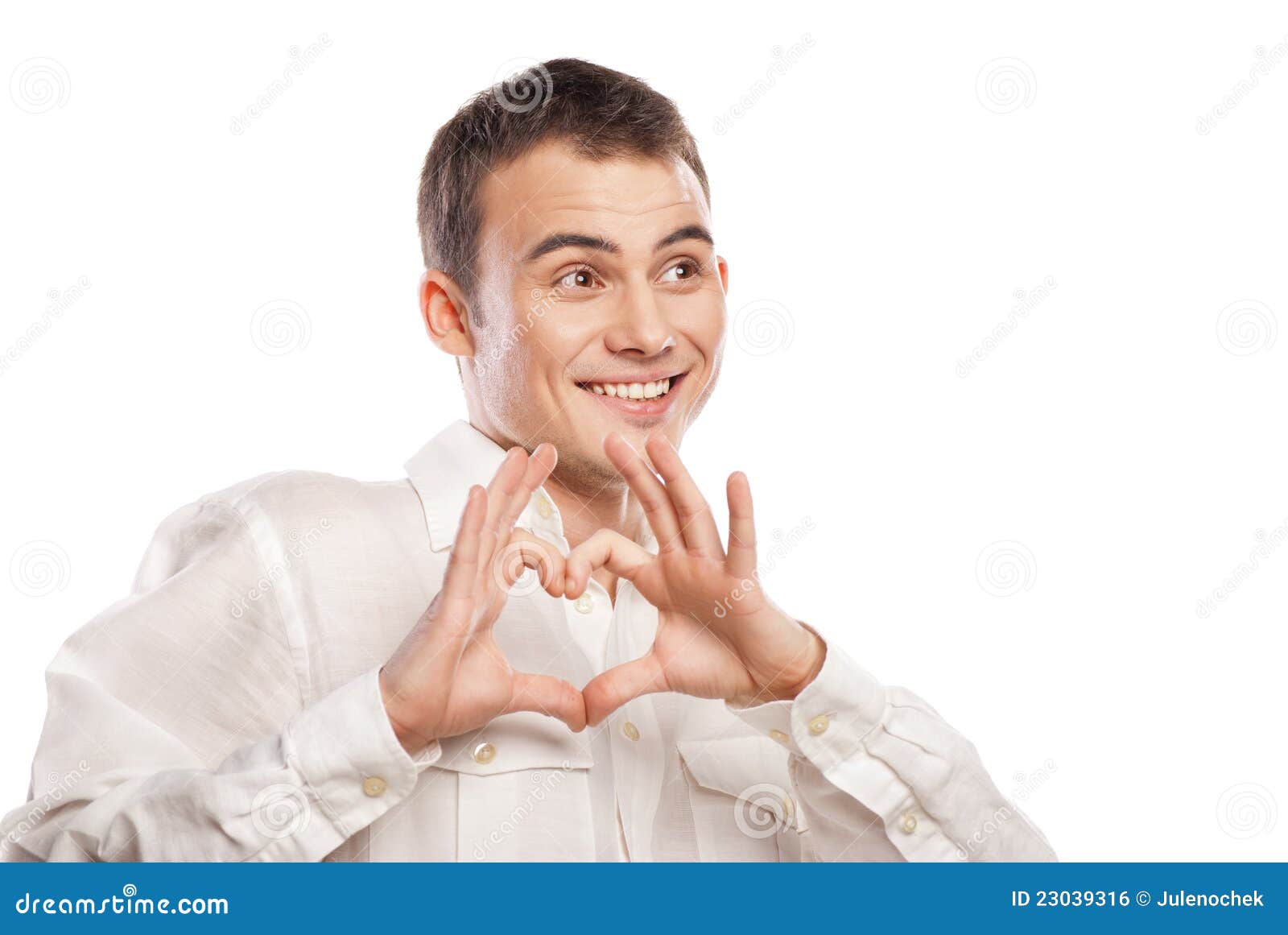 Portrait of Happy Man Making Heart from His Hands Stock Photo - Image ...