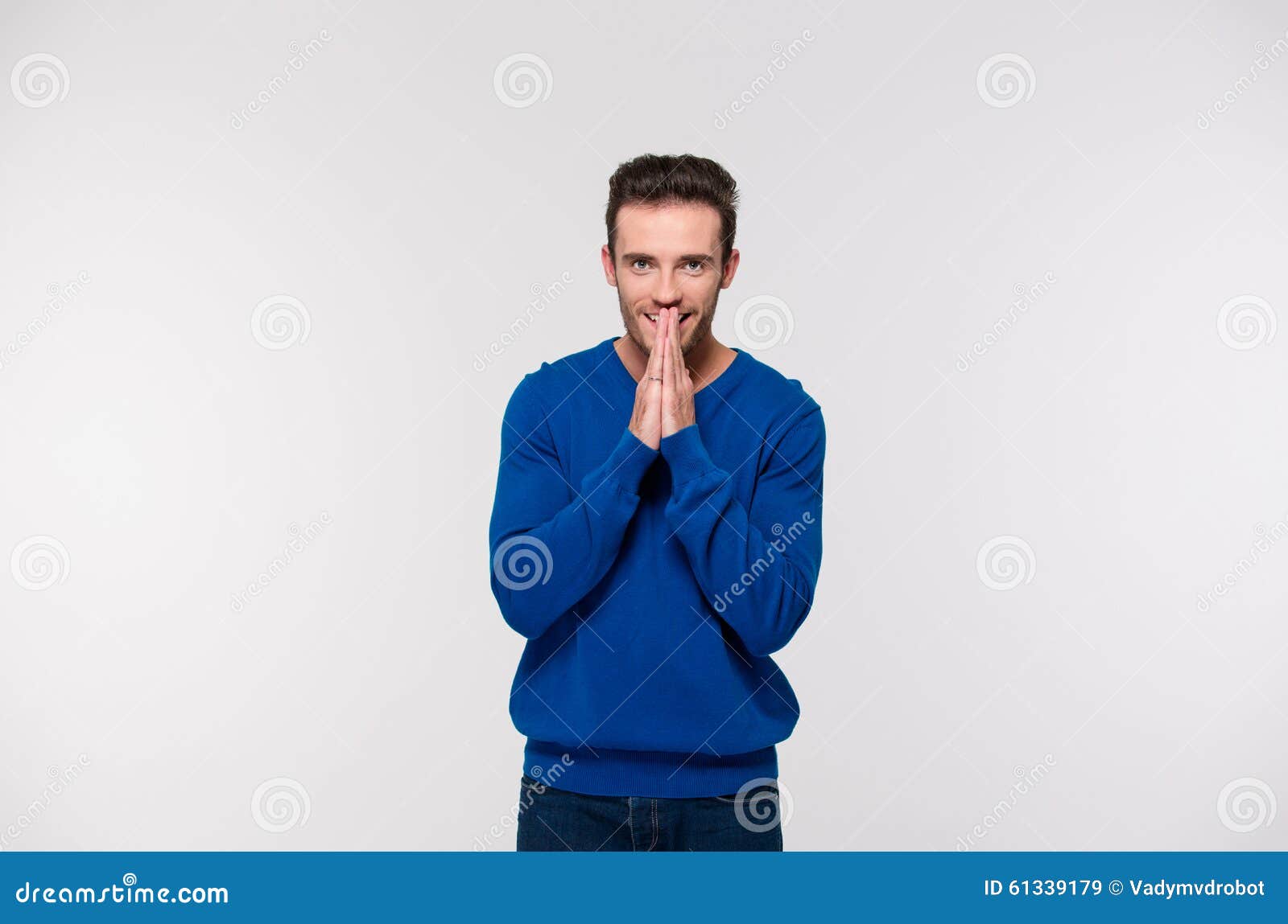 Portrait of a Happy Man Praying Stock Image - Image of looking ...