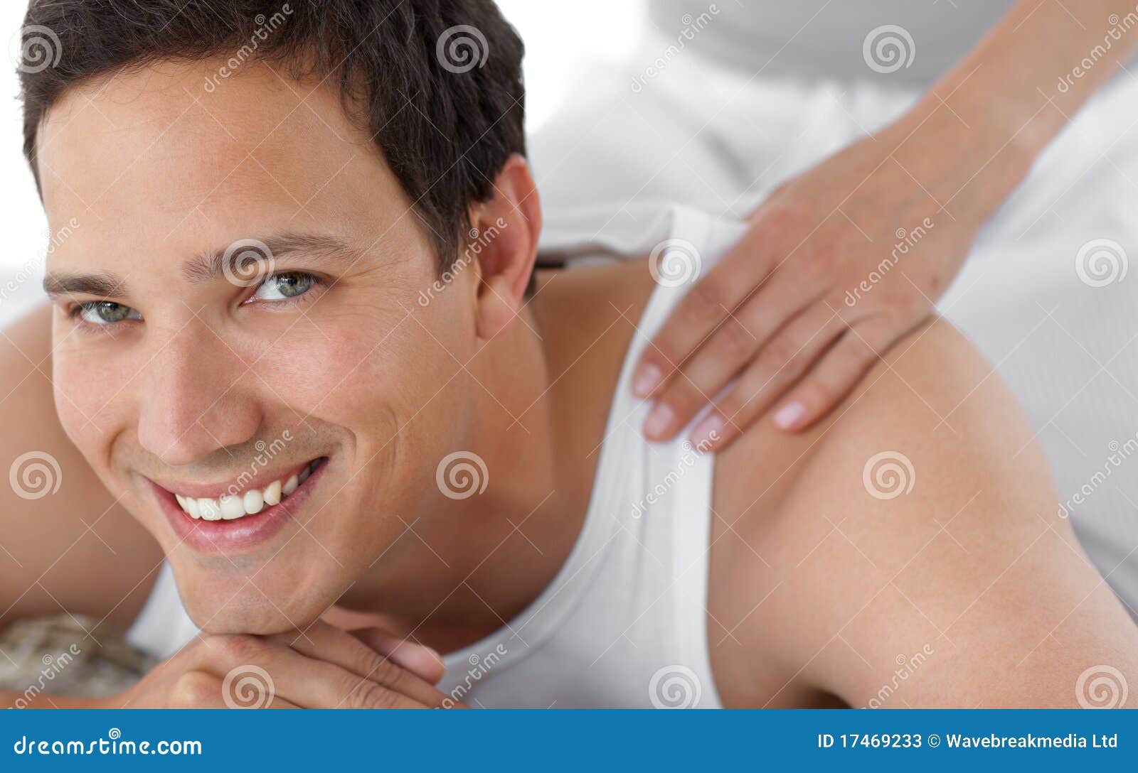 Portrait of a Happy Man Receiving a Massage Stock Image - Image of ...