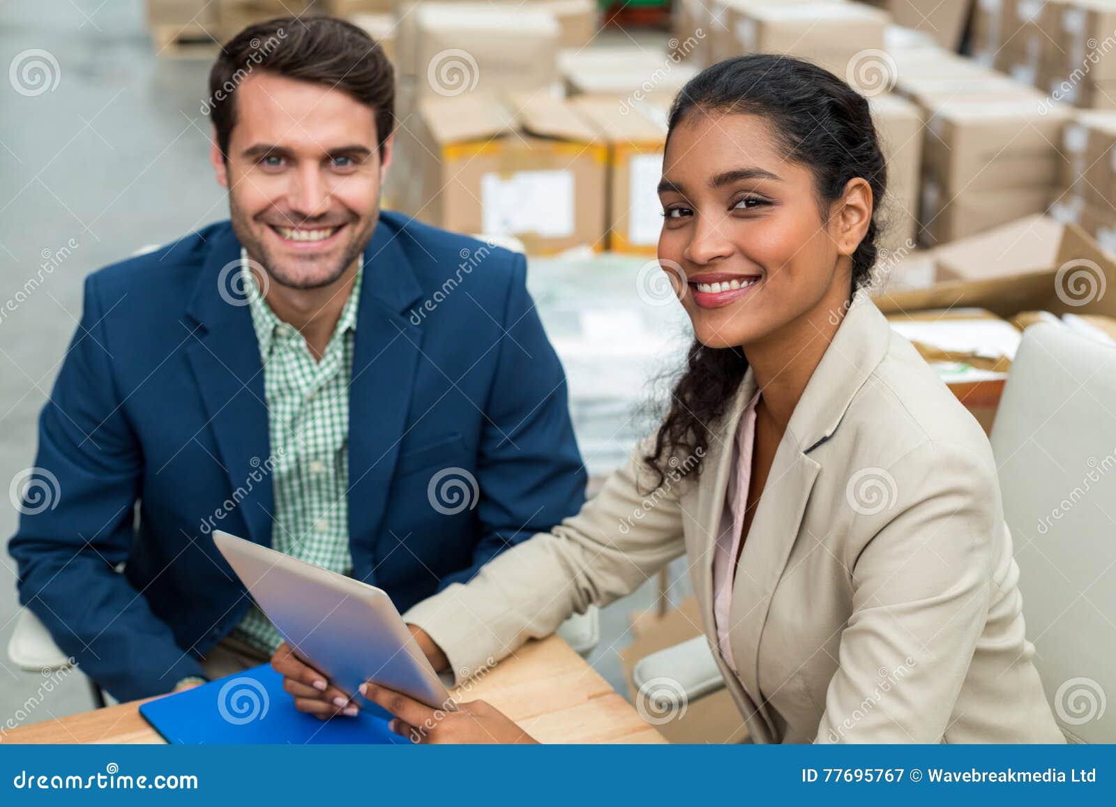 Portrait of Happy Managers are Posing and Looking the Camera during ...