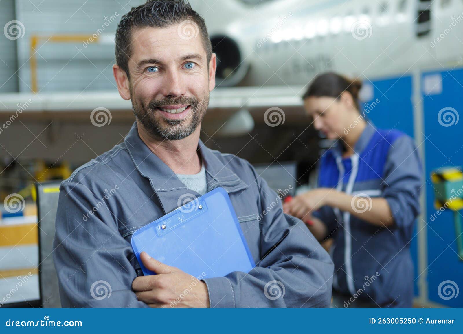 Portrait Happy Mechanic Fixing Van Outdoors Stock Photo - Image of ...