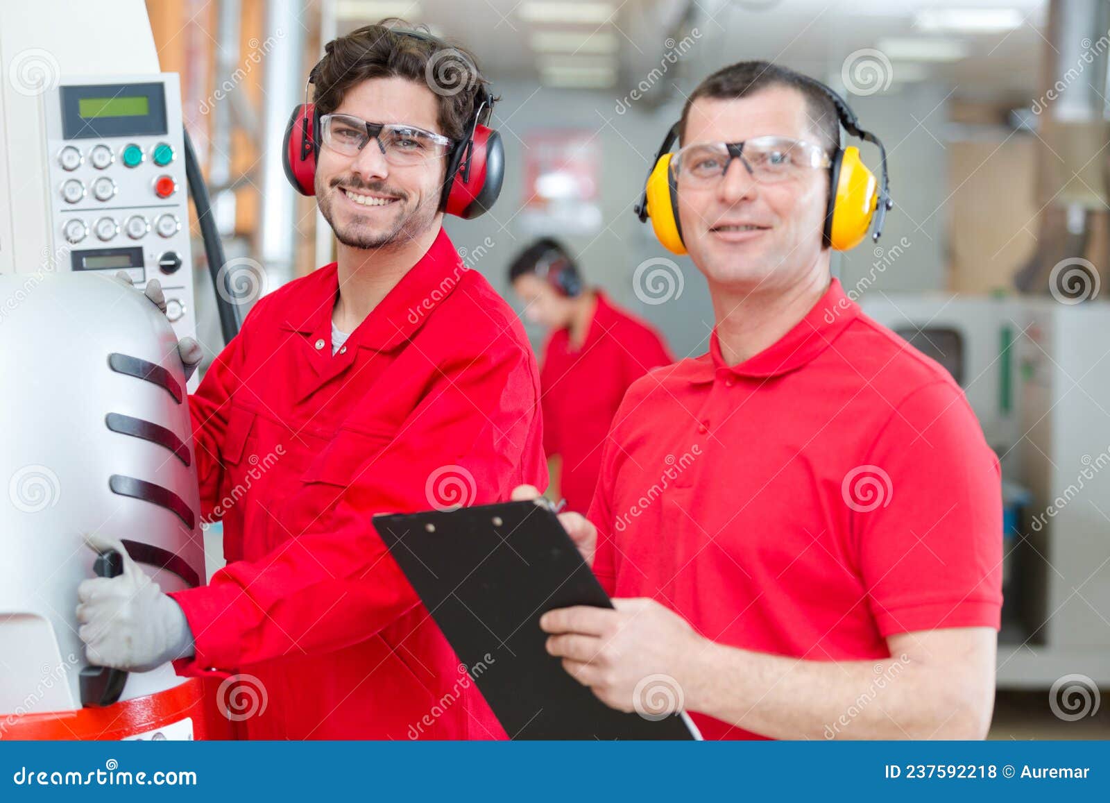Portrait Happy Men in Factory Stock Photo - Image of equipment ...