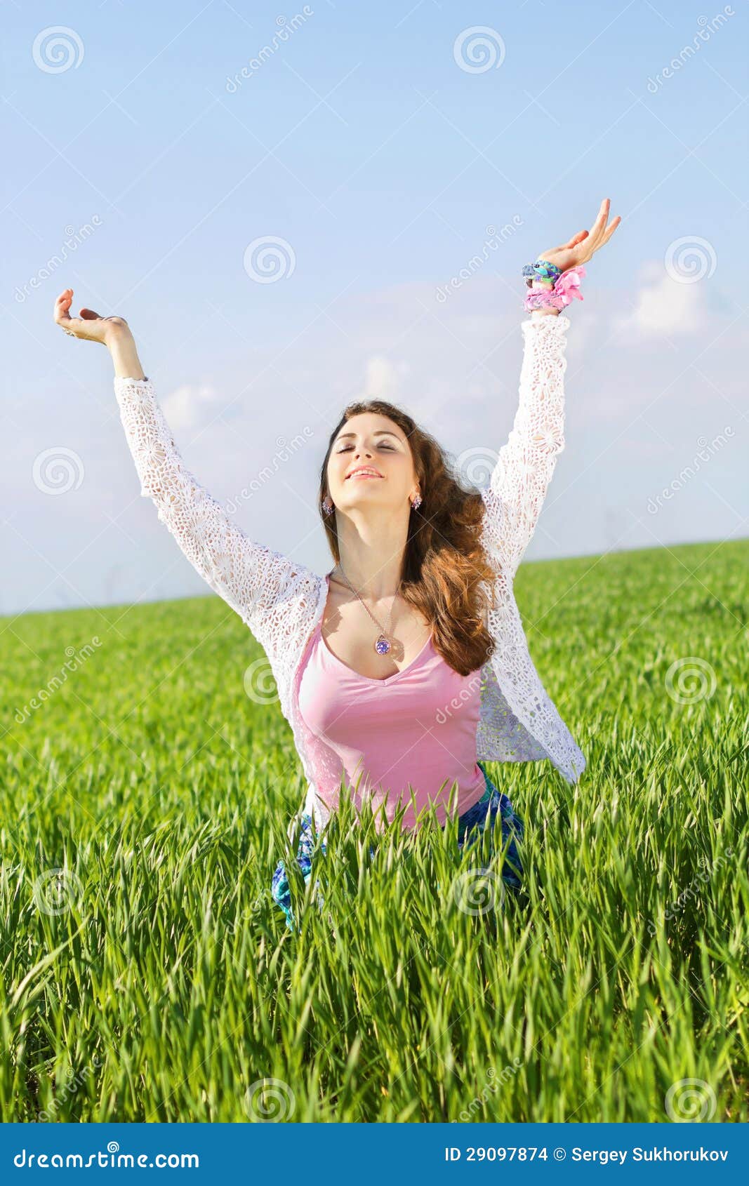 Portrait of Happy Nice Young Woman Stock Photo - Image of green, happy ...