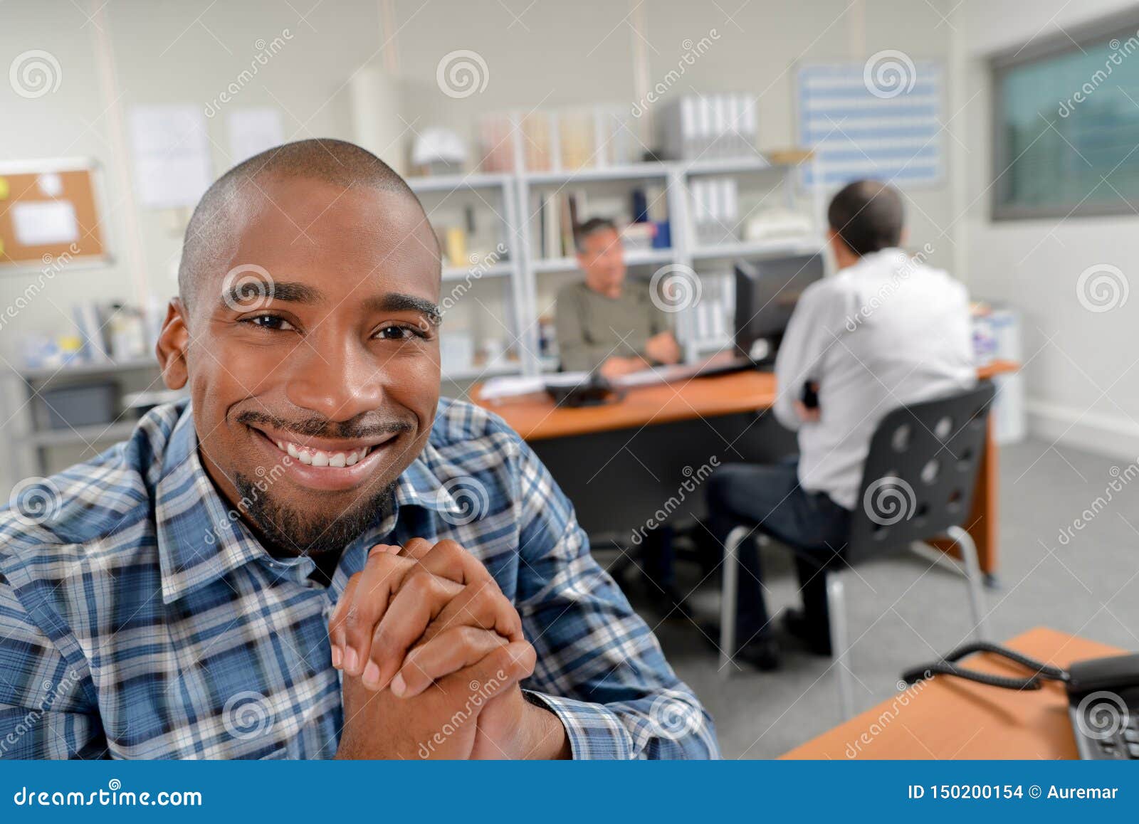 Portrait Happy Office Worker Stock Photo - Image of businessman ...