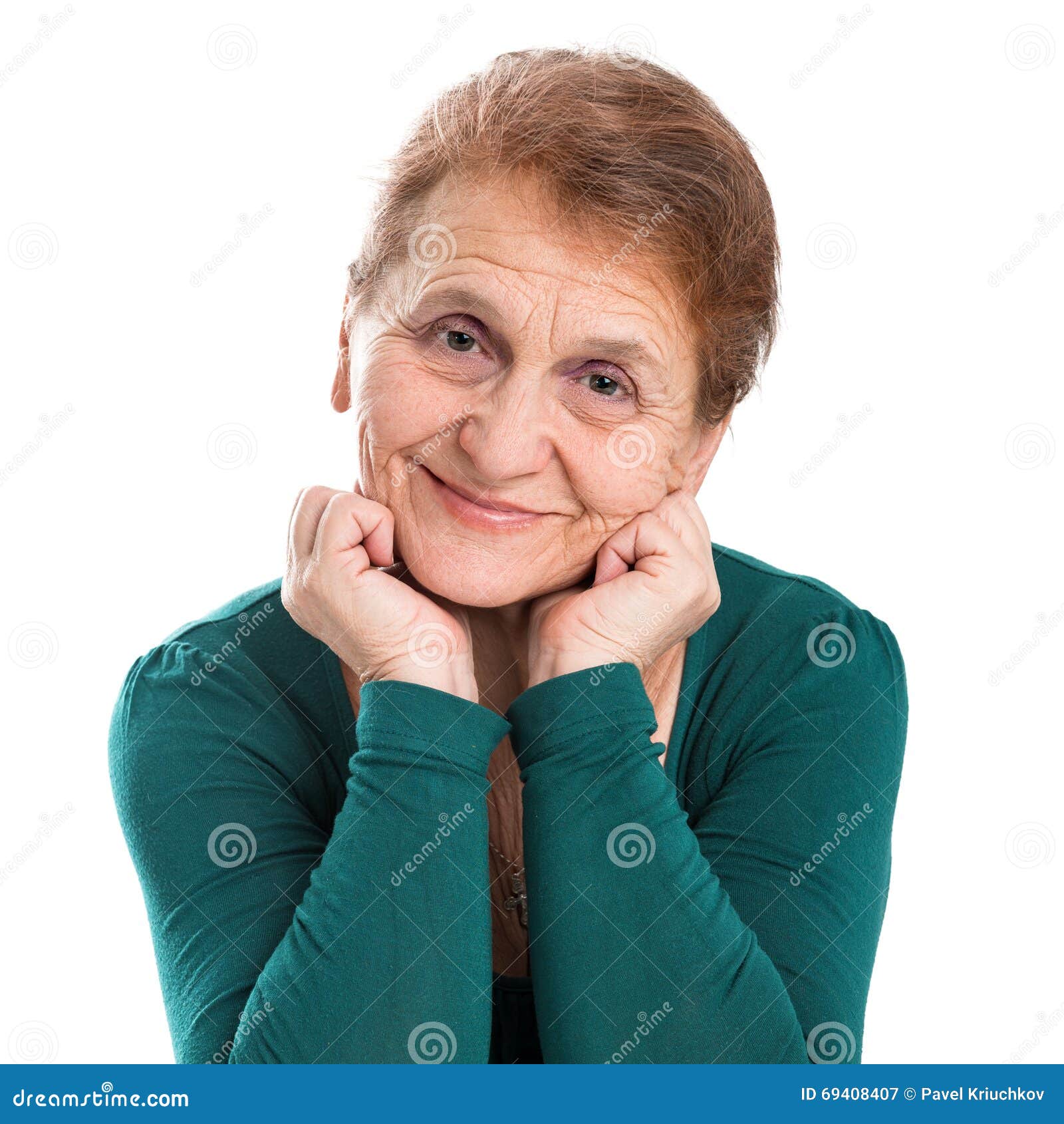 Portrait of a Happy Old Woman Stock Image - Image of hands, pensioner ...
