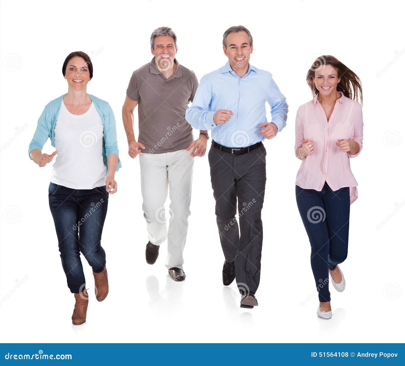 Portrait of Happy People Running Stock Photo - Image of executive ...