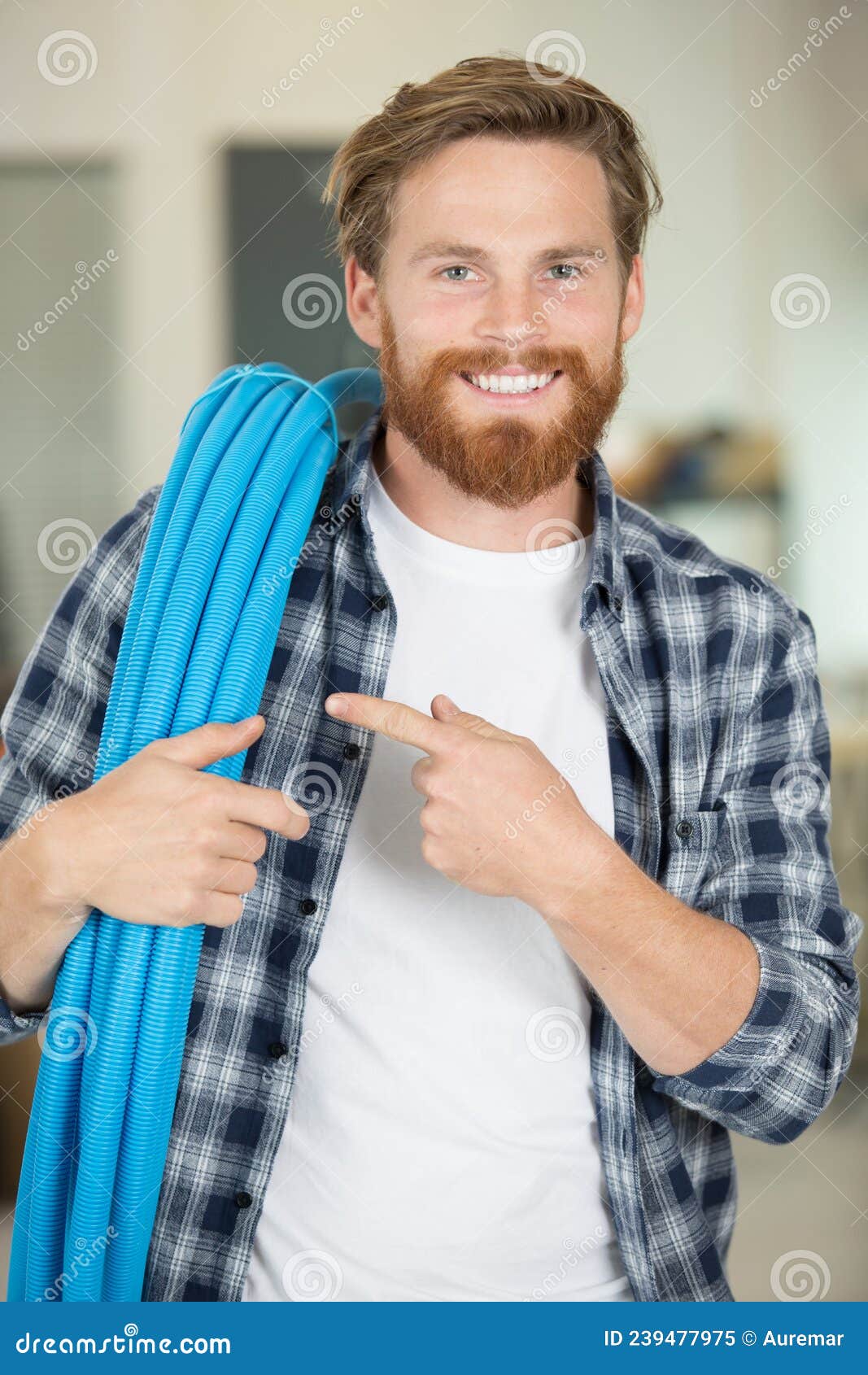 Portrait happy plumber stock image. Image of standing - 239477975