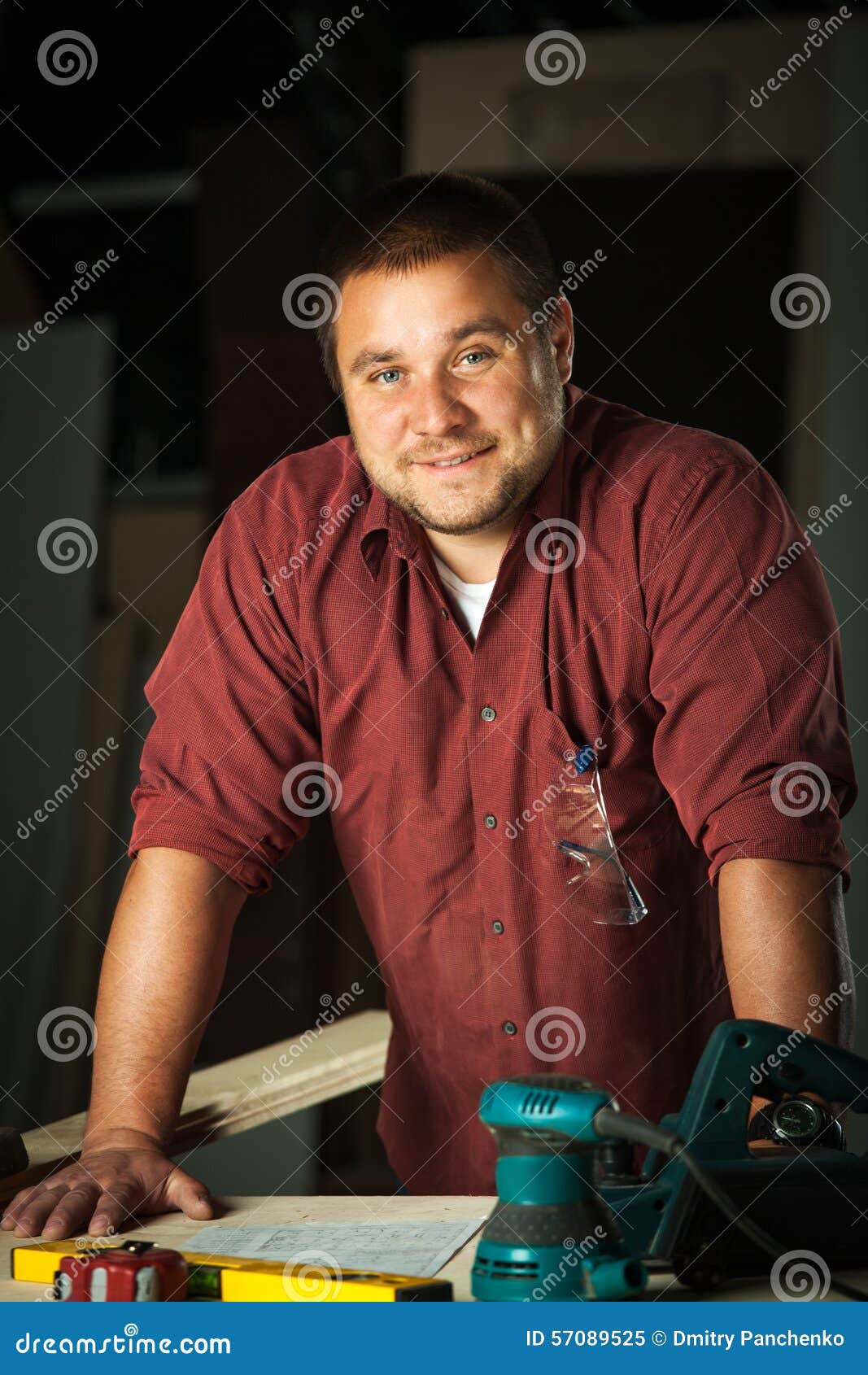 Portrait of Happy Professional Carpenter. Stock Image - Image of ...