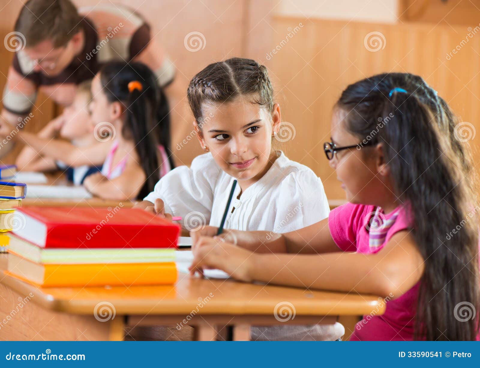 Portrait of Happy Pupil at Lesson Stock Image - Image of caucasian ...