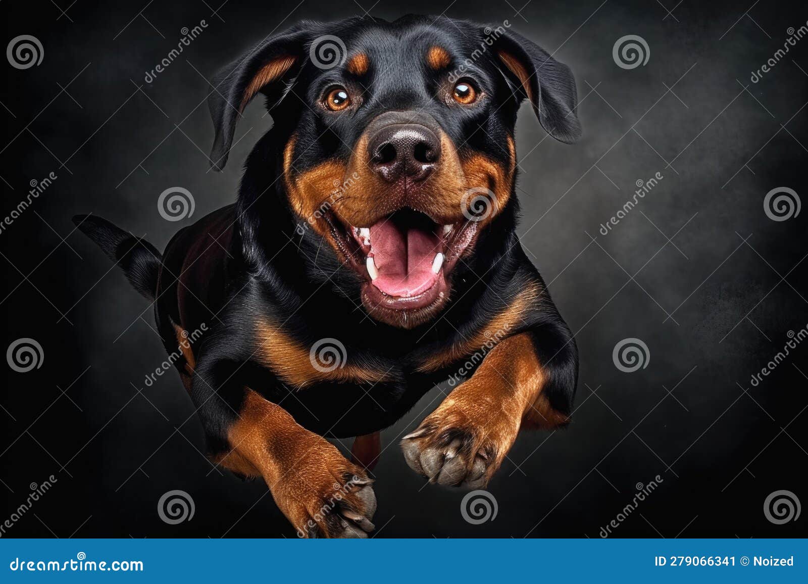 Happy Rottweiler Playing Fetch In Green Meadow - Watercolor Painting ...