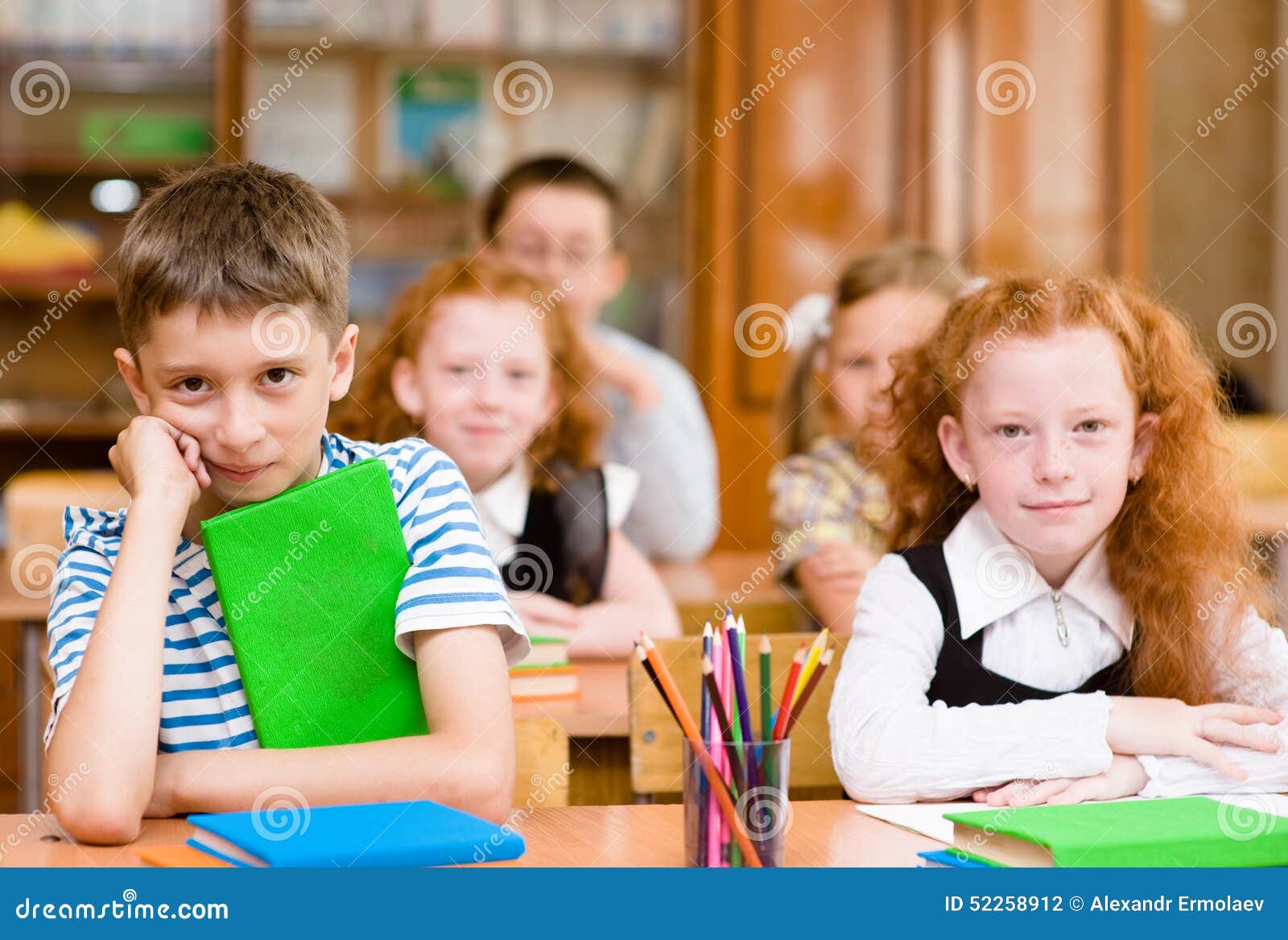 Portrait of Happy School Children Stock Photo - Image of front ...