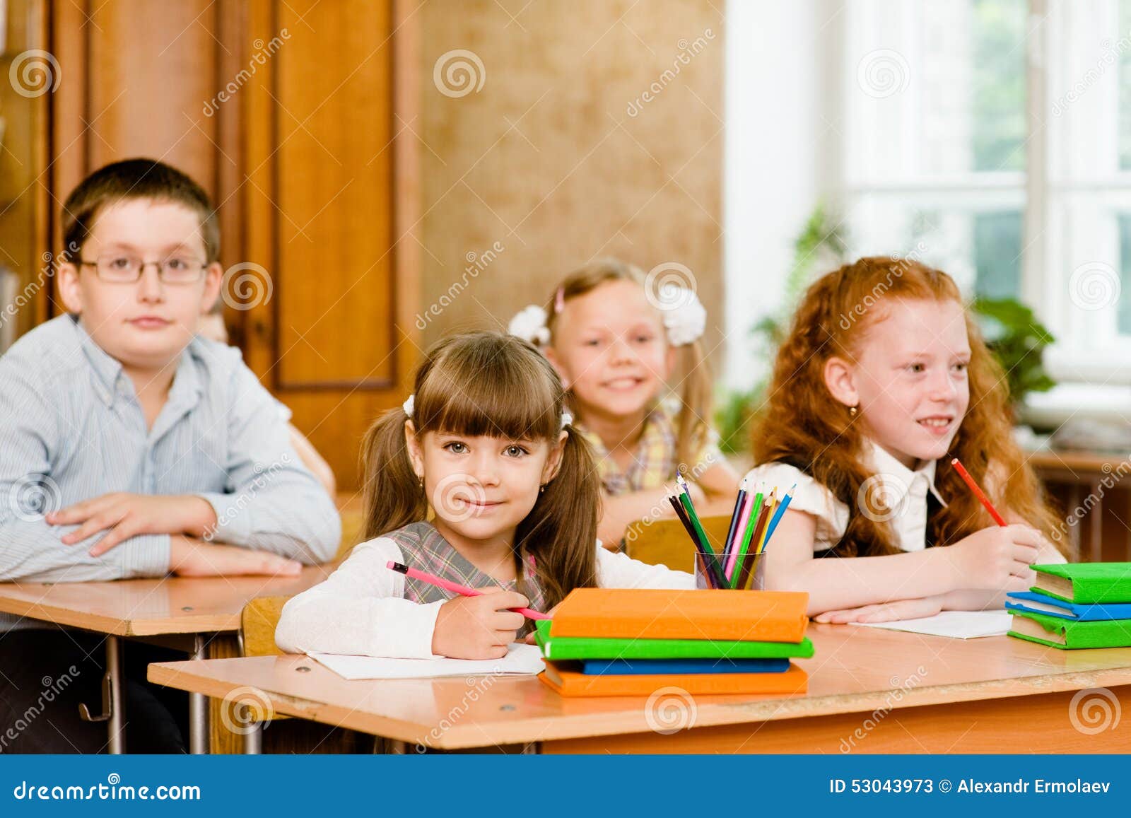 Portrait of Happy School Children Stock Image - Image of learn ...