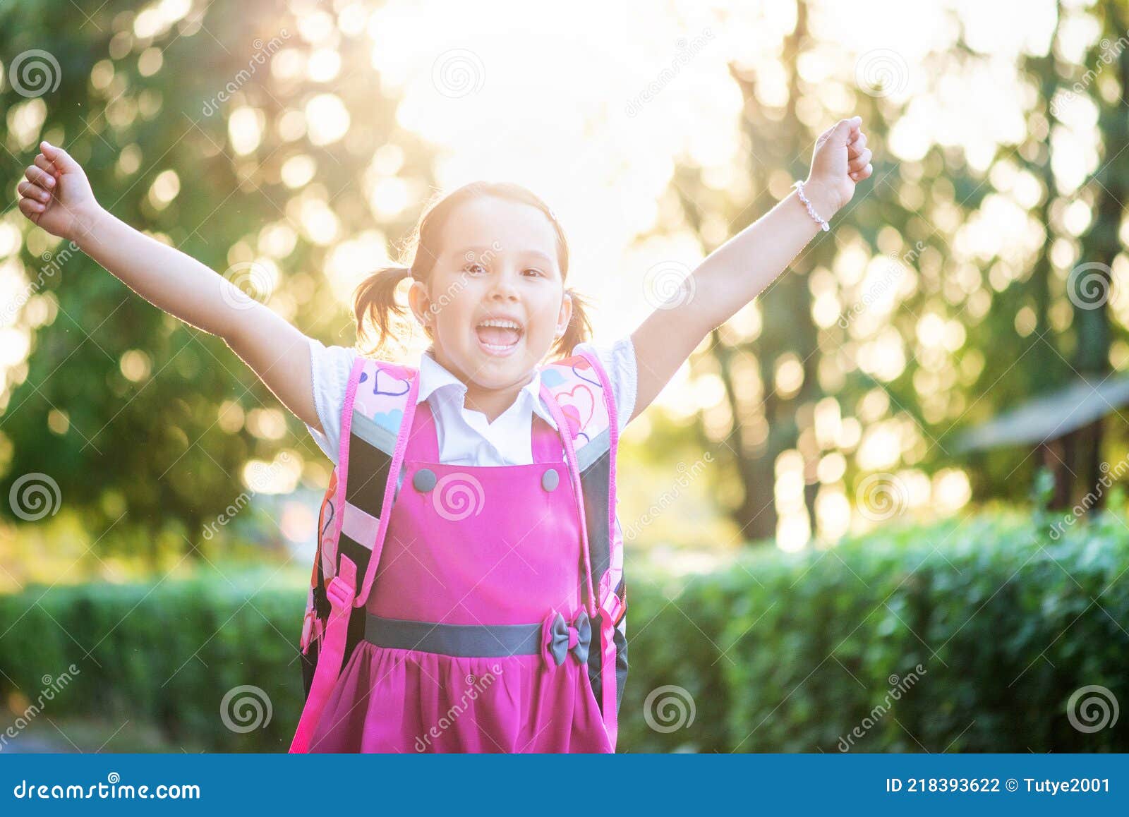 Portrait of Happy School Girl Stock Photo - Image of healthy, cheerful ...