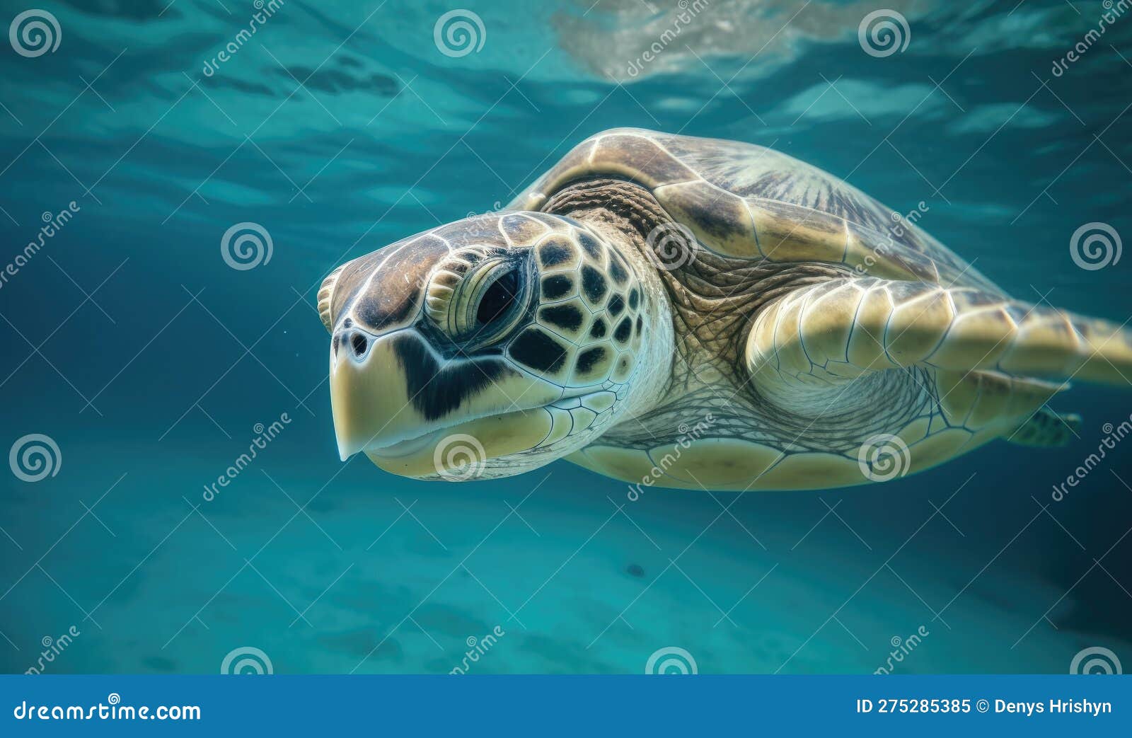 A Portrait of Happy Sea Turtle in Its Underwater Home Creating Using ...