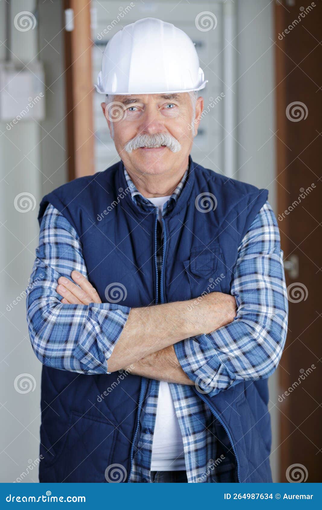 Portrait Happy Senior Builder Stock Photo - Image of renovation ...