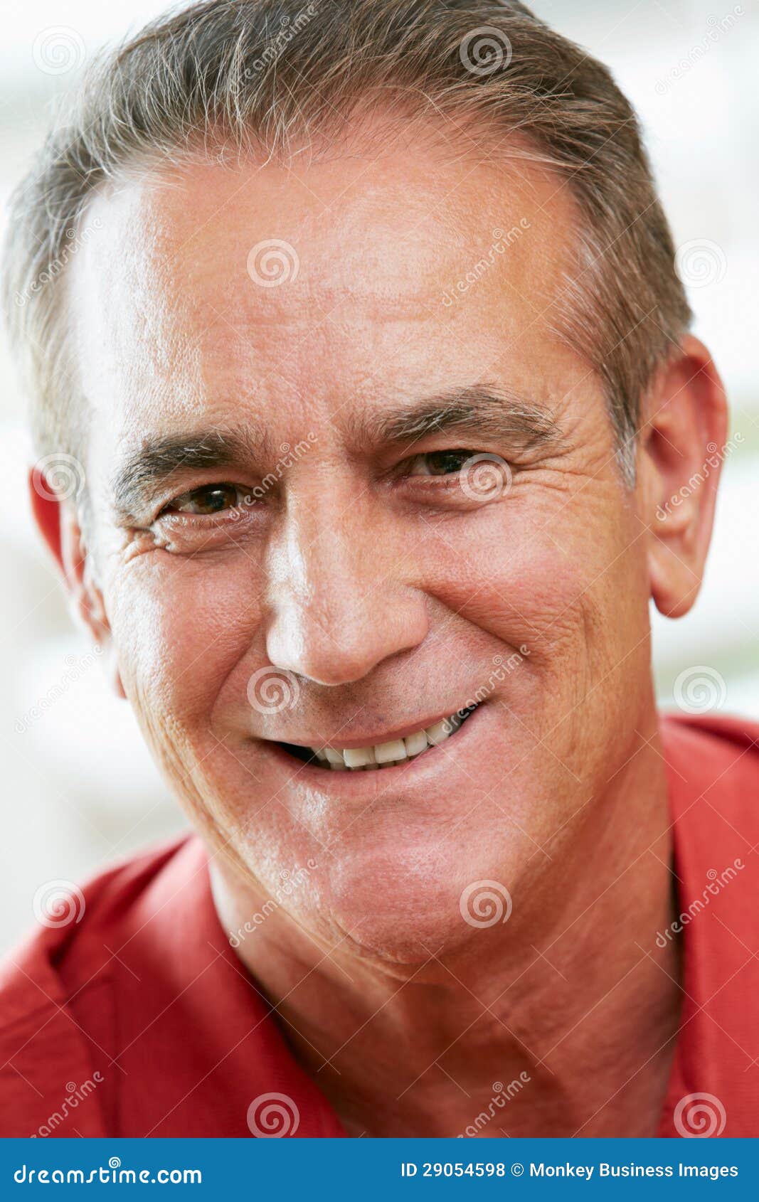 Portrait of Happy Senior Man at Home Stock Photo - Image of shoulders ...