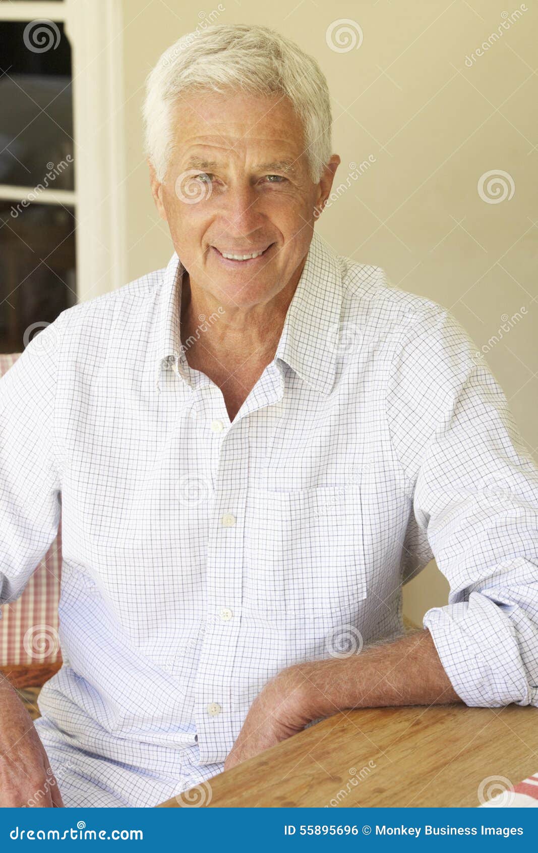 Portrait of Happy Senior Man at Home Stock Photo - Image of happy, male ...
