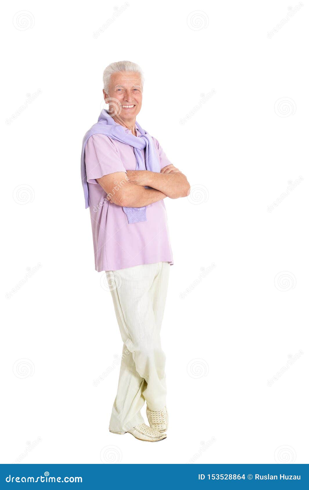 Portrait of Happy Senior Man Posing on White Background Stock Photo ...