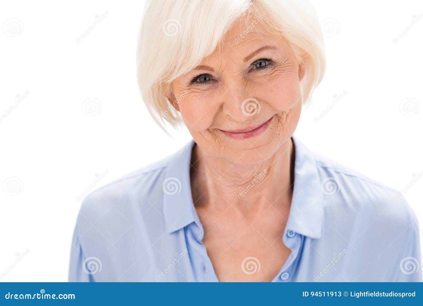 Portrait Of Happy Senior Woman Looking At Camera Stock Image Image Of