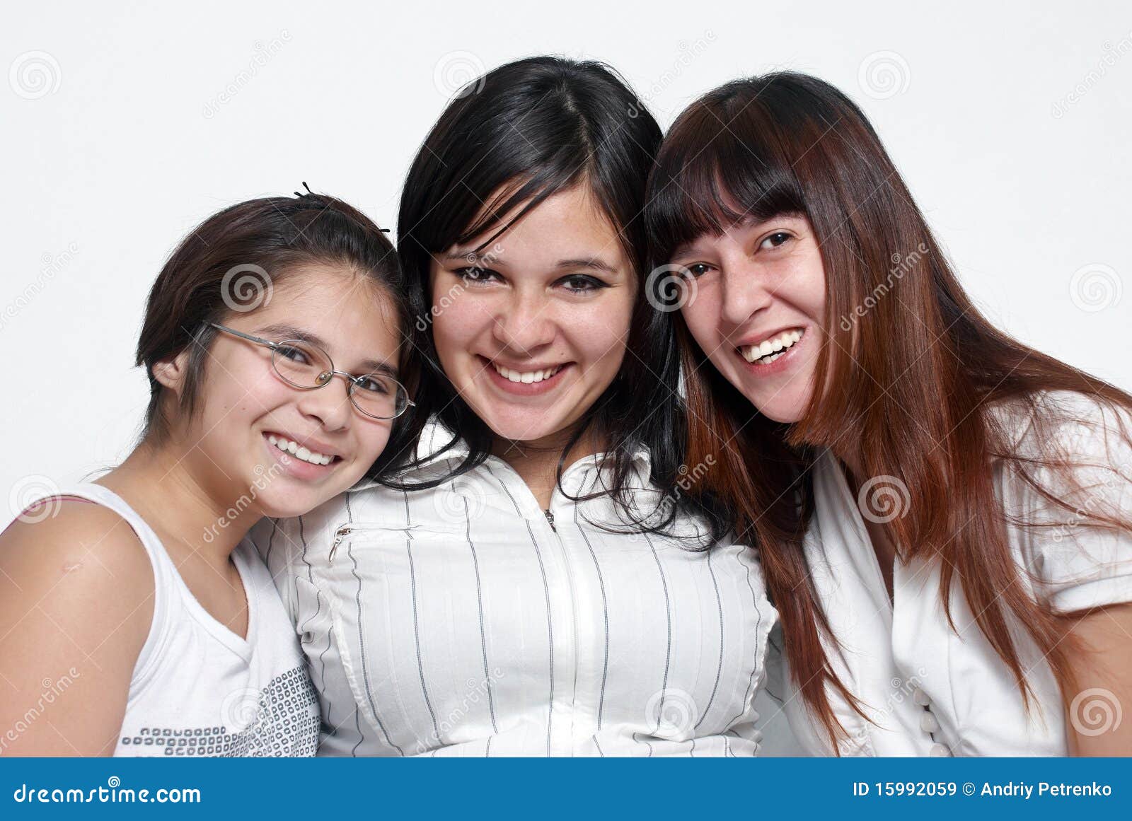 Portrait Happy Sisters Smiling Isolated Stock Image - Image of purity ...