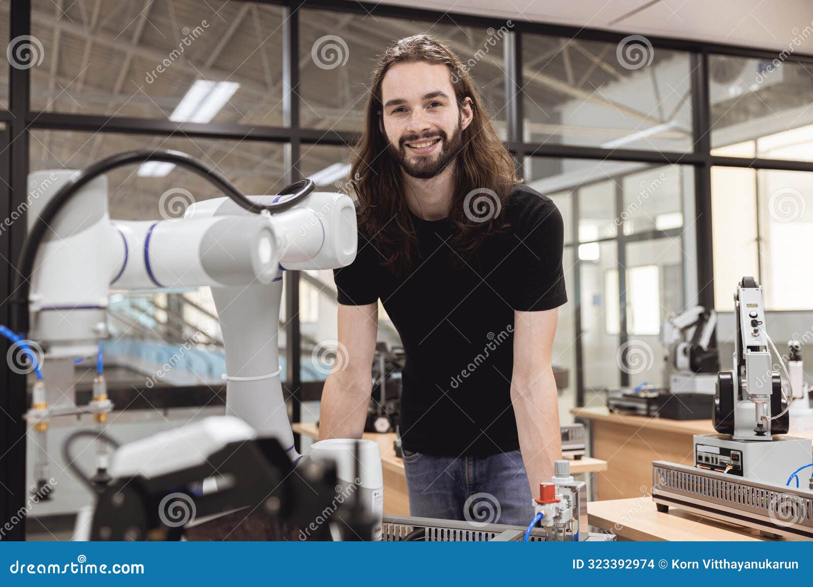 Portrait Happy Smile Engineer Male Learning Education in Industrial ...