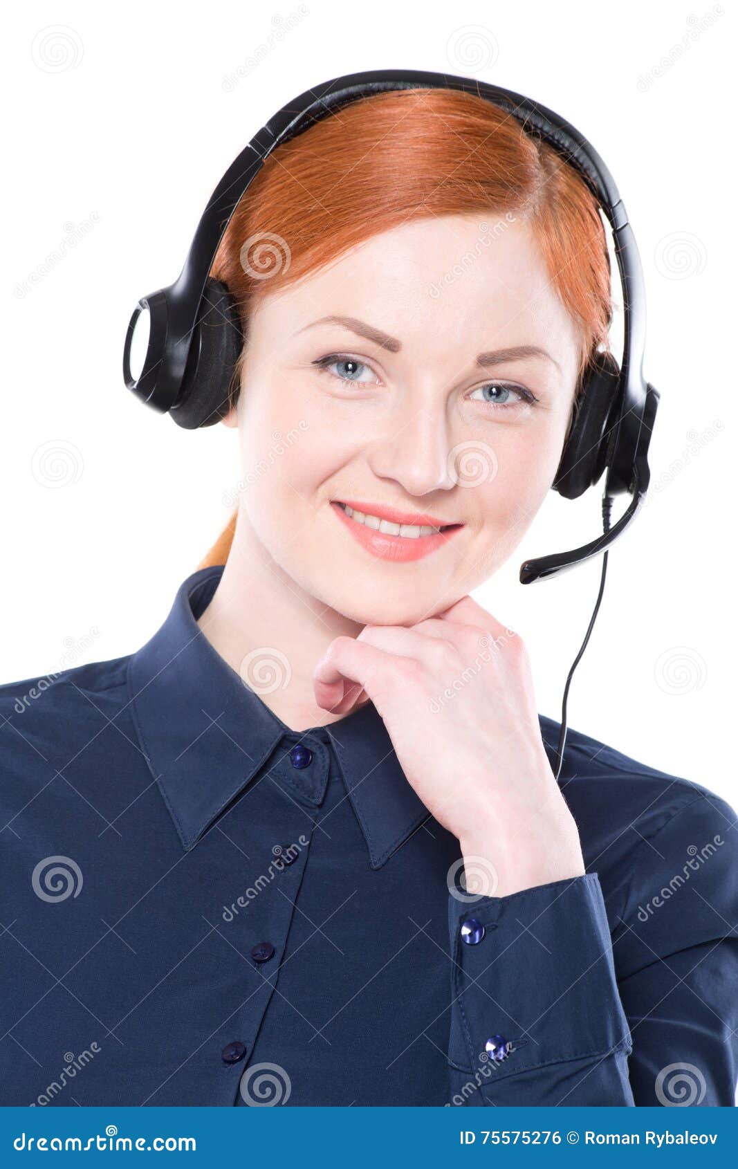 Portrait of Happy Smiling Cheerful Support Phone Operator Stock Photo ...