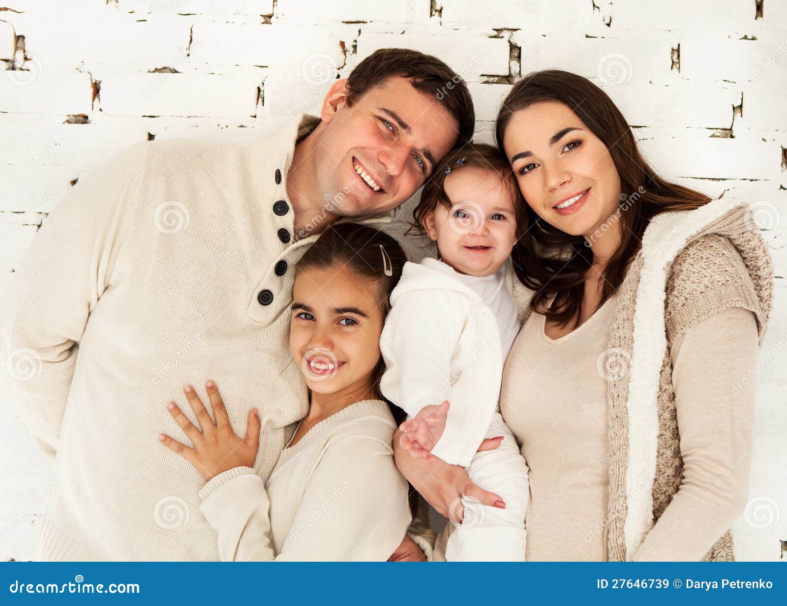 Portrait of a Happy Smiling Family Stock Image - Image of girl, kids ...