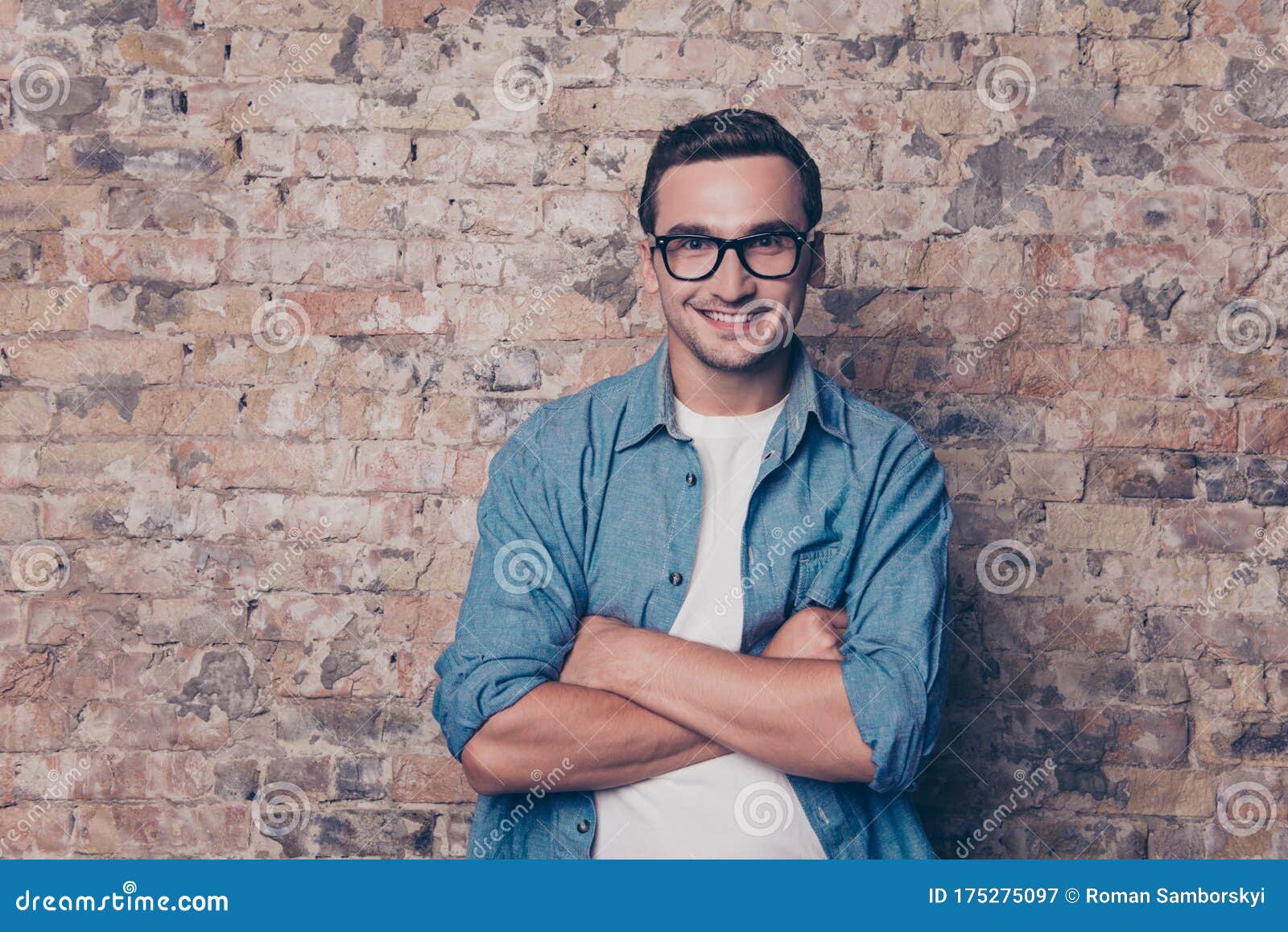 Portrait of Happy Smiling Smart Man with Crossed Hands Stock Image ...