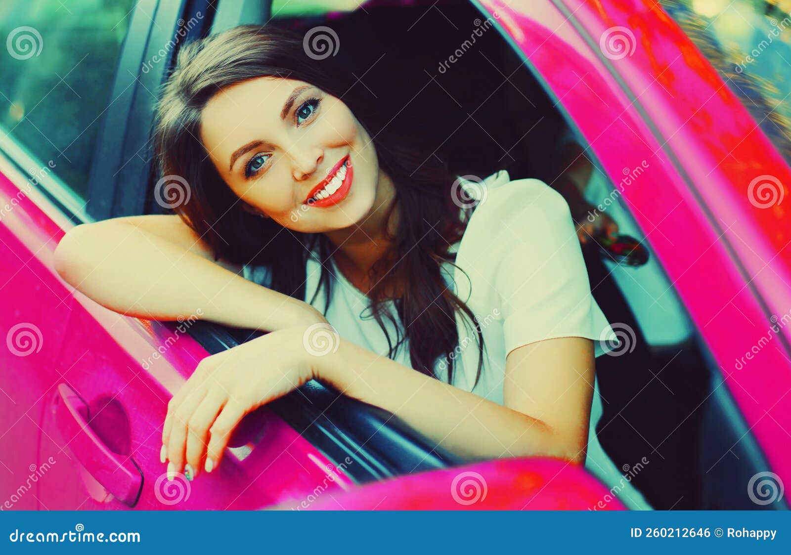 Portrait of Happy Smiling Woman Driver Behind a Wheel Car Stock Photo ... Portrait of Happy Smiling Woman Driver Behind a Wheel Car Stock Photo ...