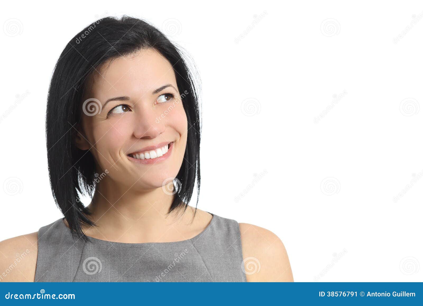 Portrait Of A Happy Smiling Woman Looking Sideways Stock Image Image