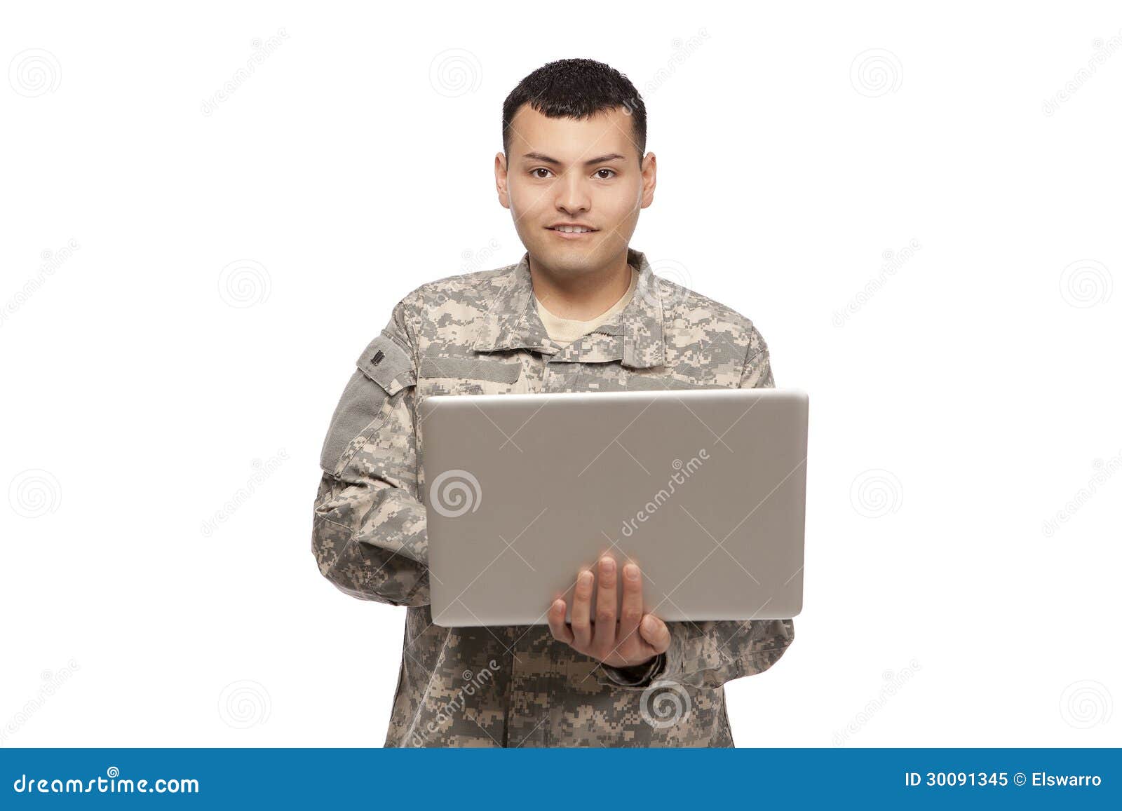 Soldier Working on Laptop Computer Stock Image - Image of army ...