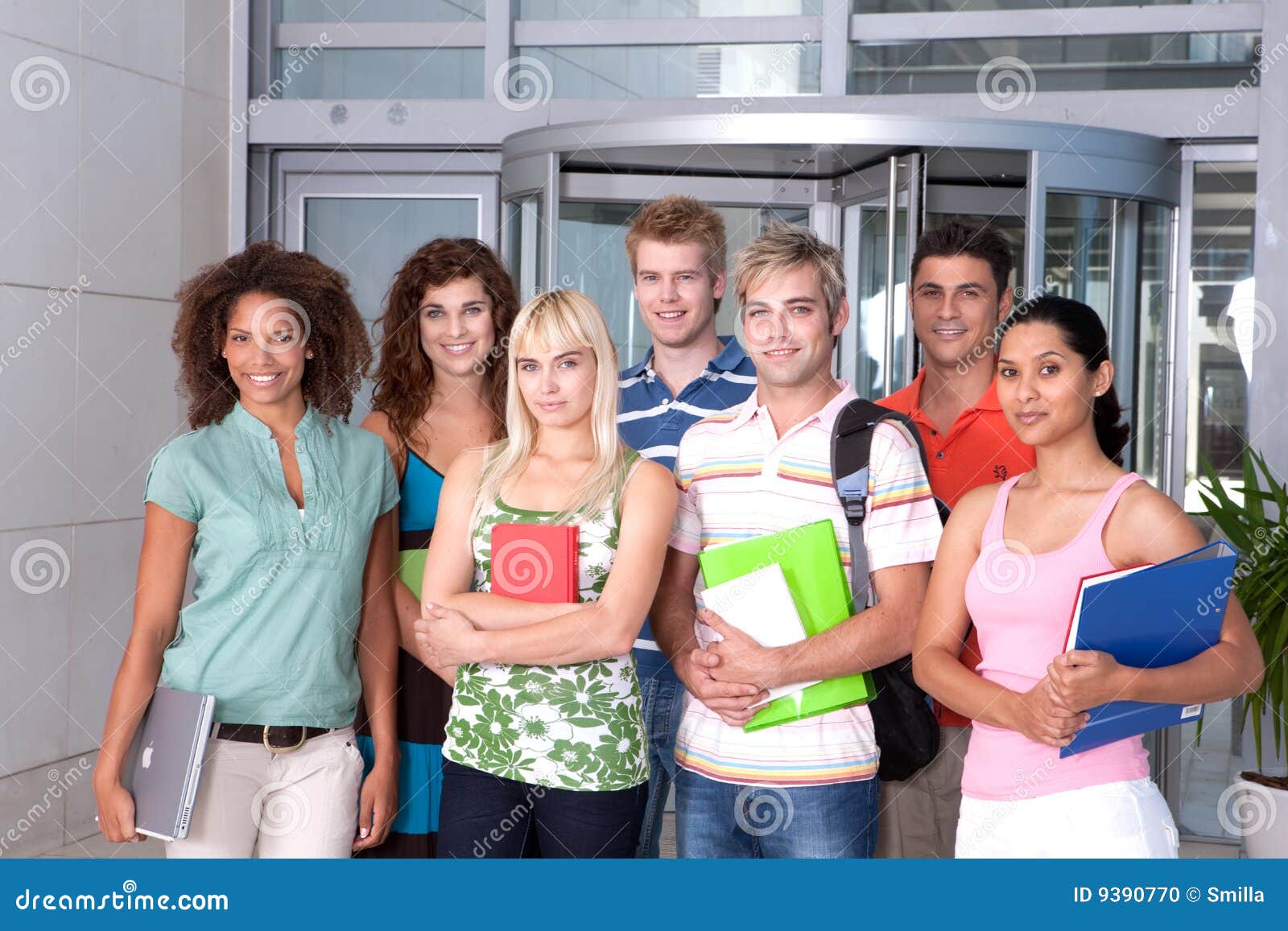 Portrait of Happy Student Group Stock Photo - Image of holding ...