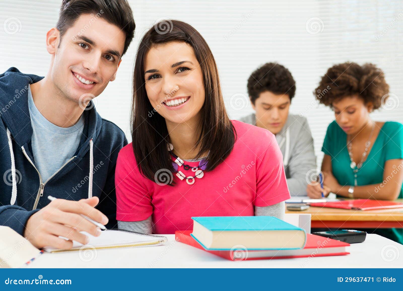 Portrait of Happy Students stock image. Image of sitting - 29637471
