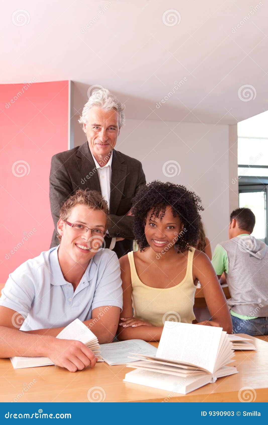 Portrait of Happy Students with Lecturer Stock Image - Image of ...