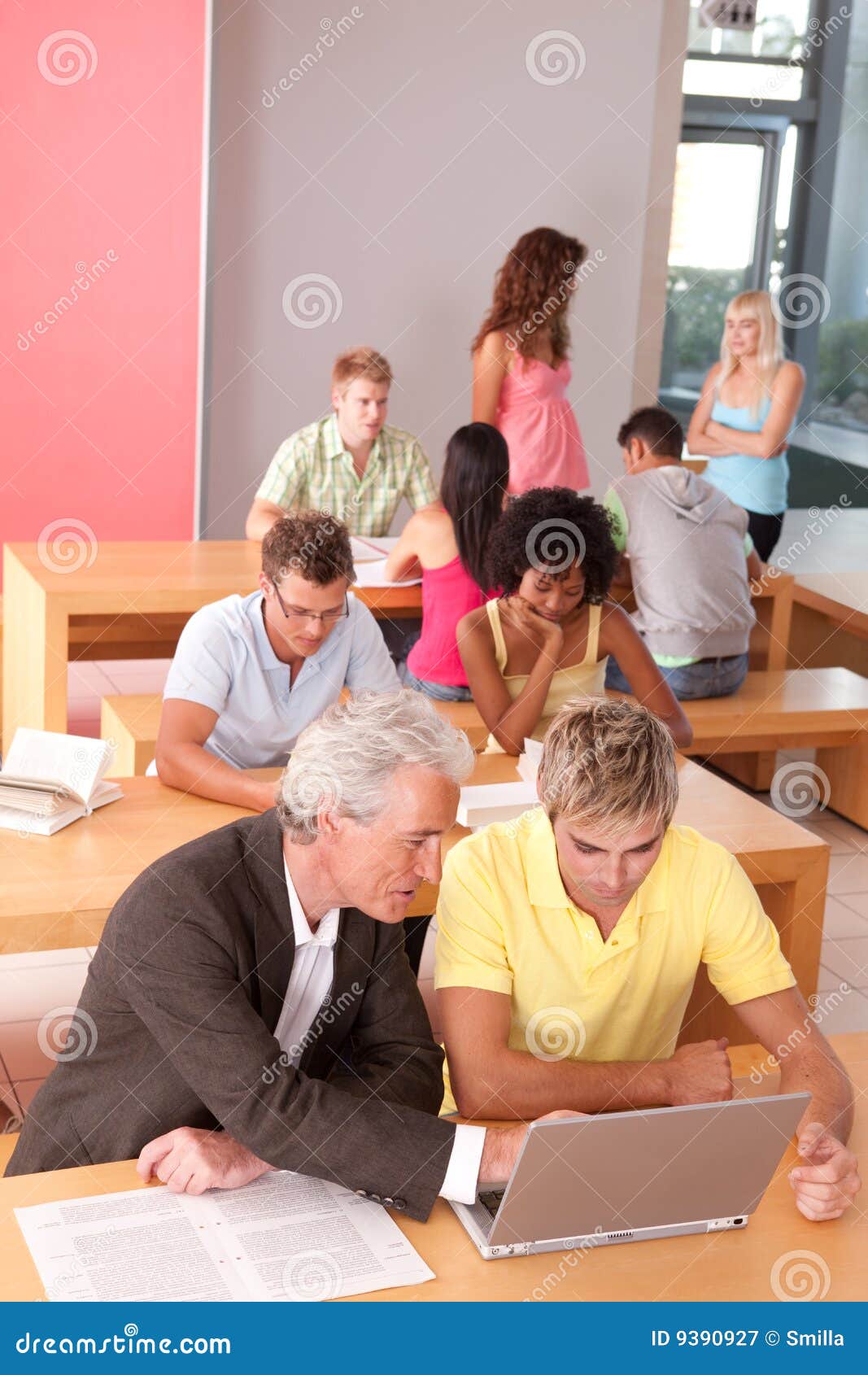 Portrait of Happy Students with Lecturer Stock Image - Image of ...