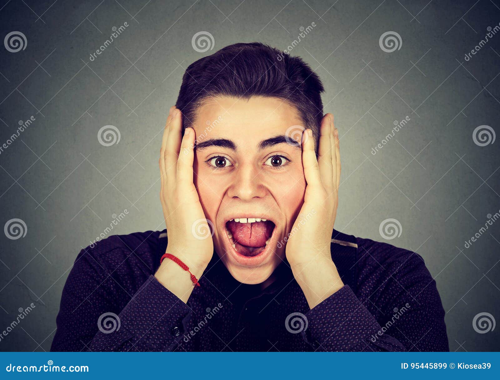 Portrait of a Happy Surprised Man Screaming Stock Image - Image of face ...