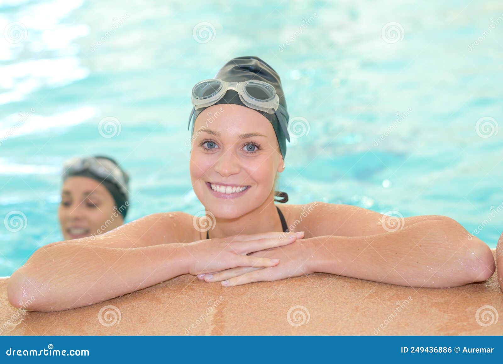 Portrait happy swimmer stock photo. Image of safe, recreational - 249436886