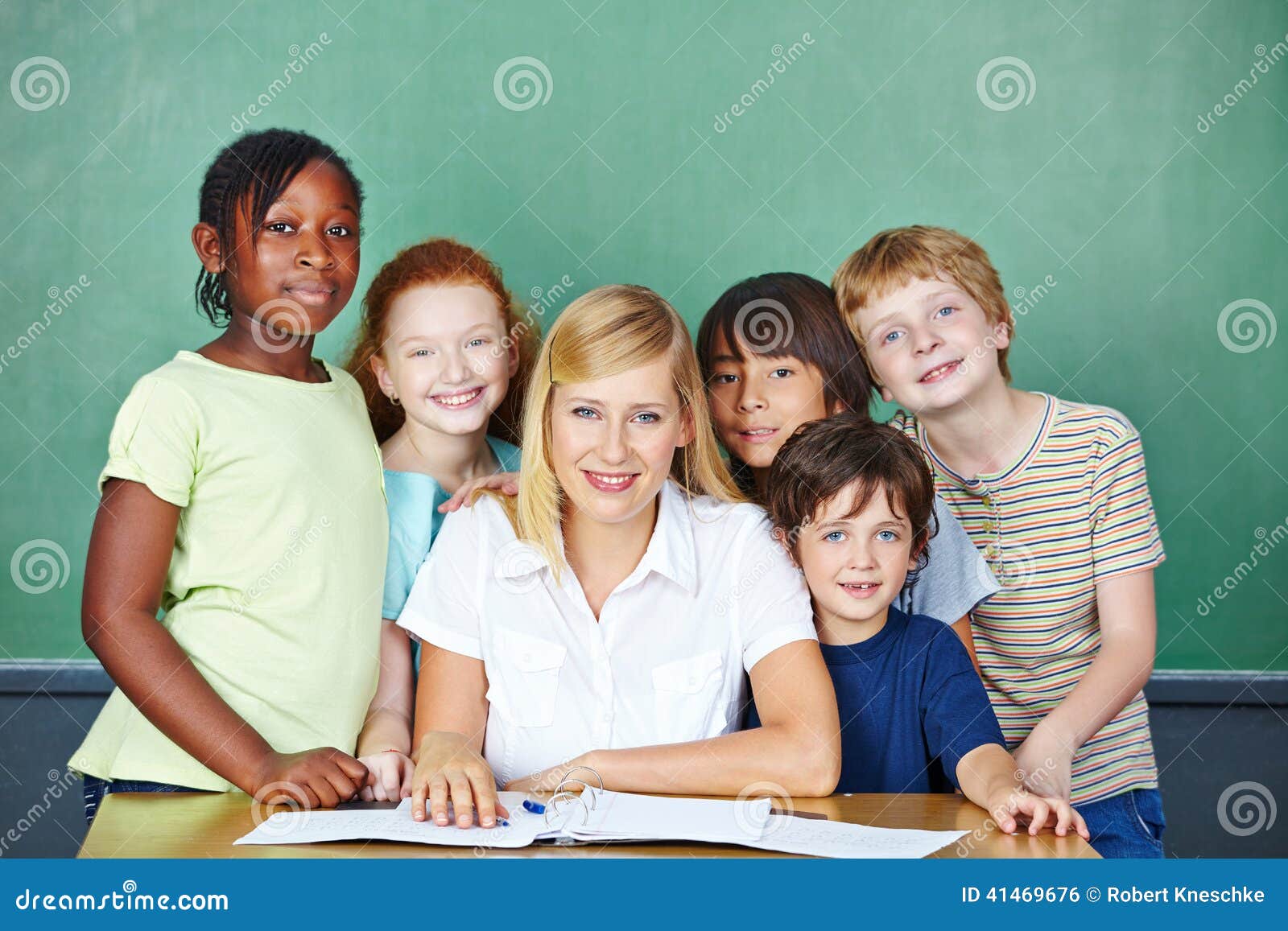 Portrait of happy teacher stock photo. Image of students - 41469676
