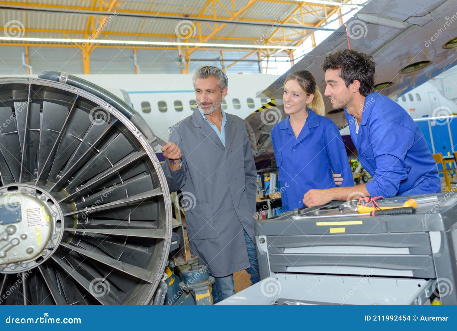 Portrait Happy Team Assemblers Stock Photo - Image of propeller ...