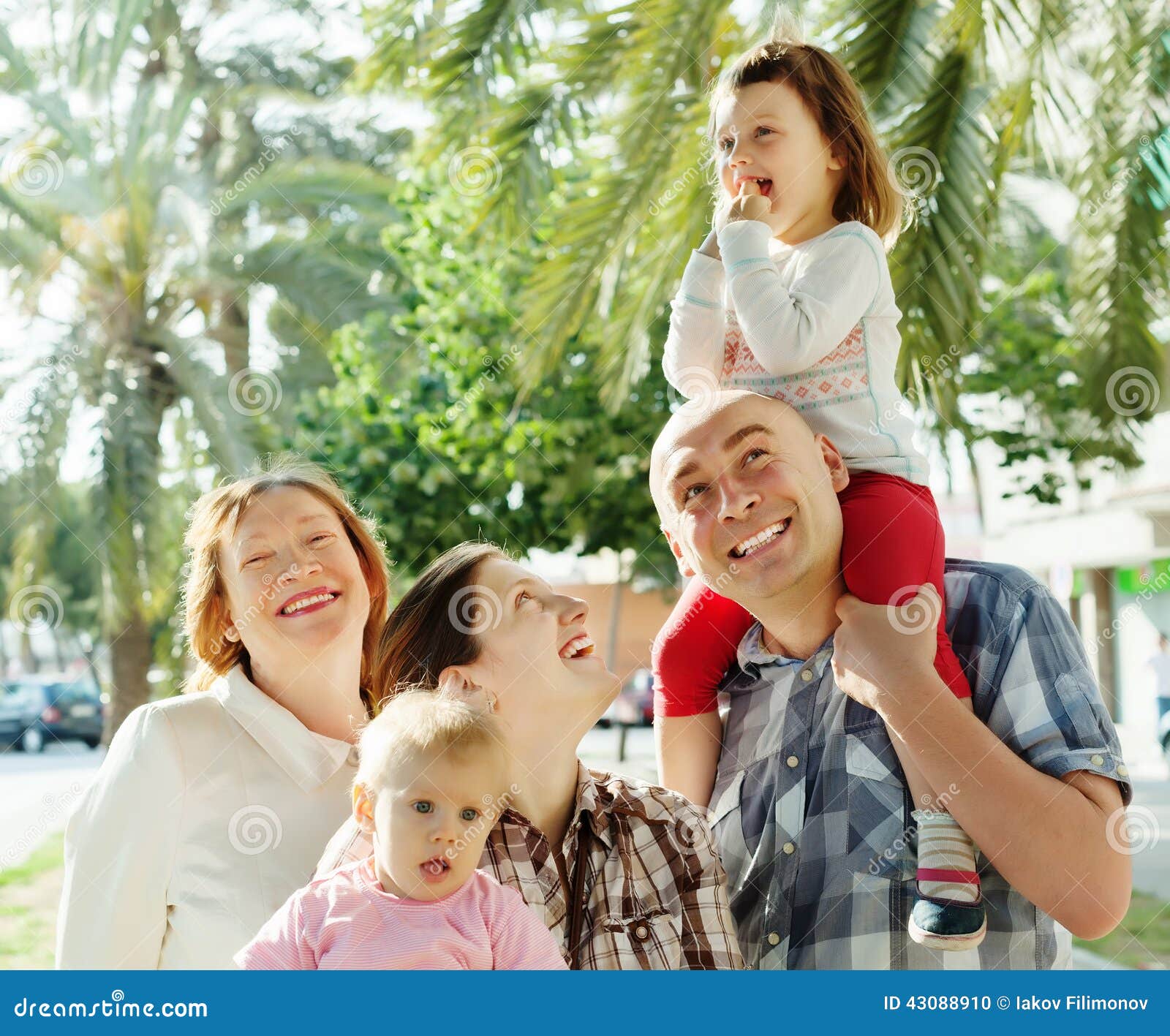 Portrait of Happy Three Generations Family Stock Photo - Image of ...