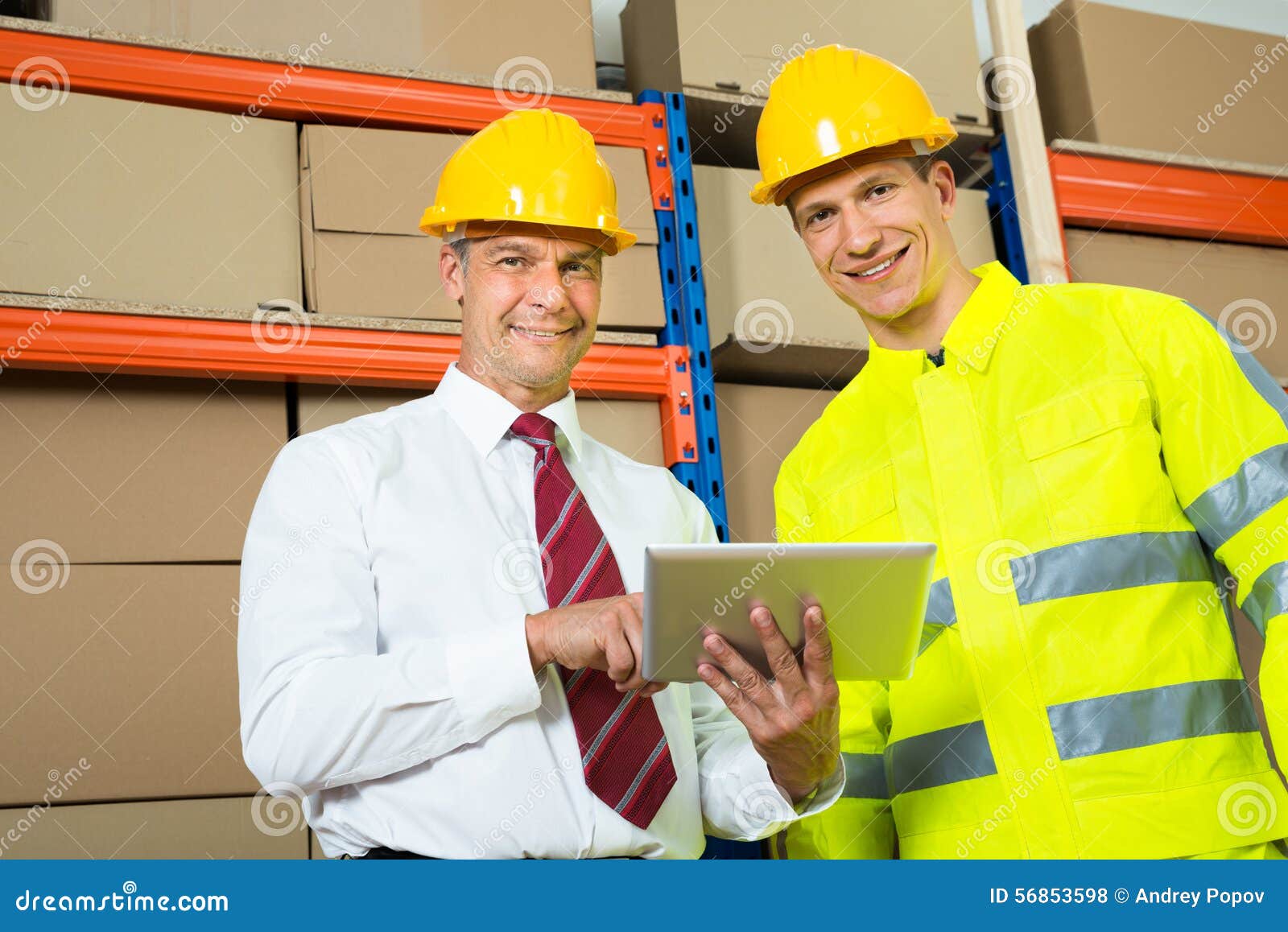 Portrait of Happy Warehouse Worker and Manager Stock Photo - Image of ...