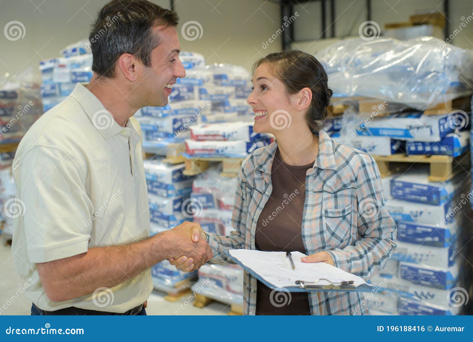 Portrait Happy Warehouse Workers Stock Photo - Image of storehouse ...