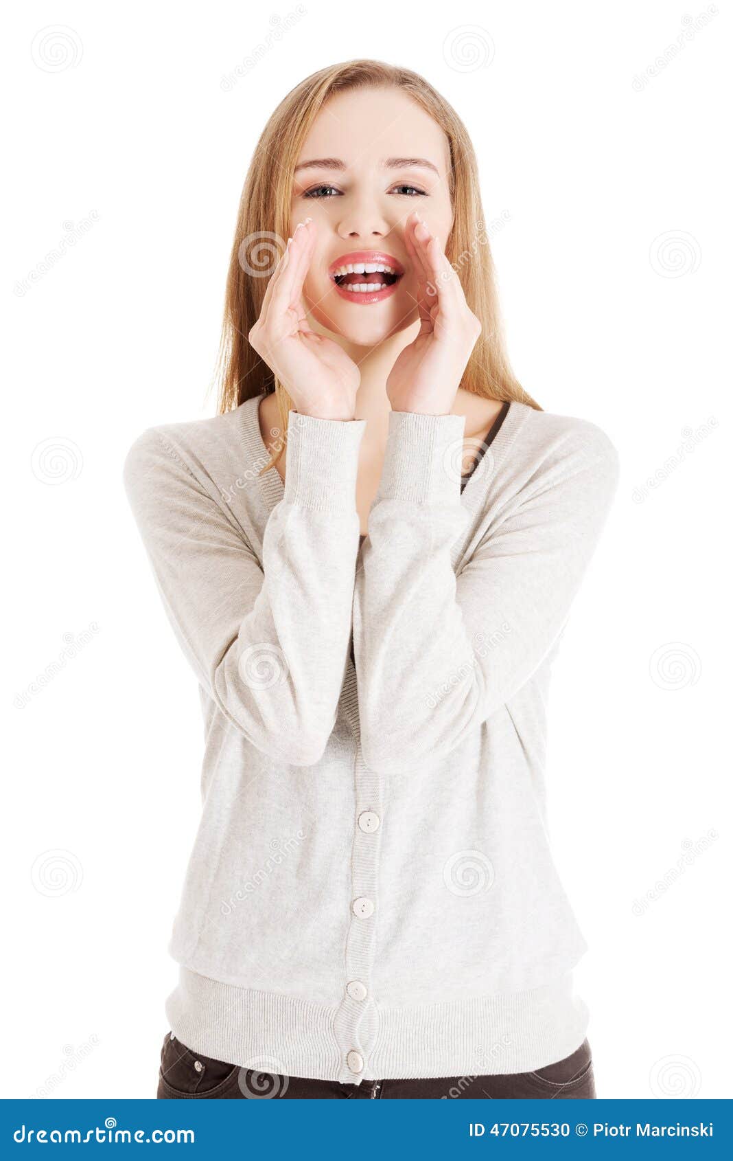 Portrait of Happy Whispering Woman Stock Photo - Image of happy, beauty ...