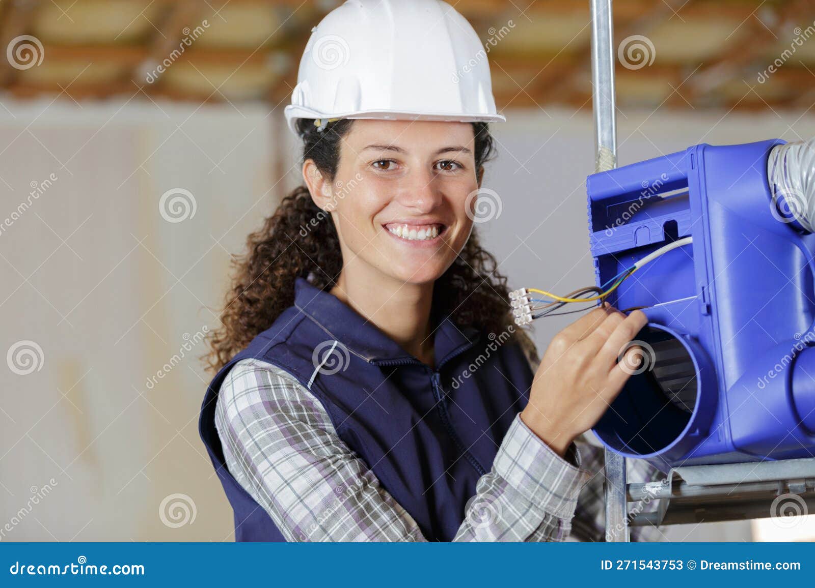 Portrait Happy Woman Electrical Engineer Stock Image - Image of smile ...